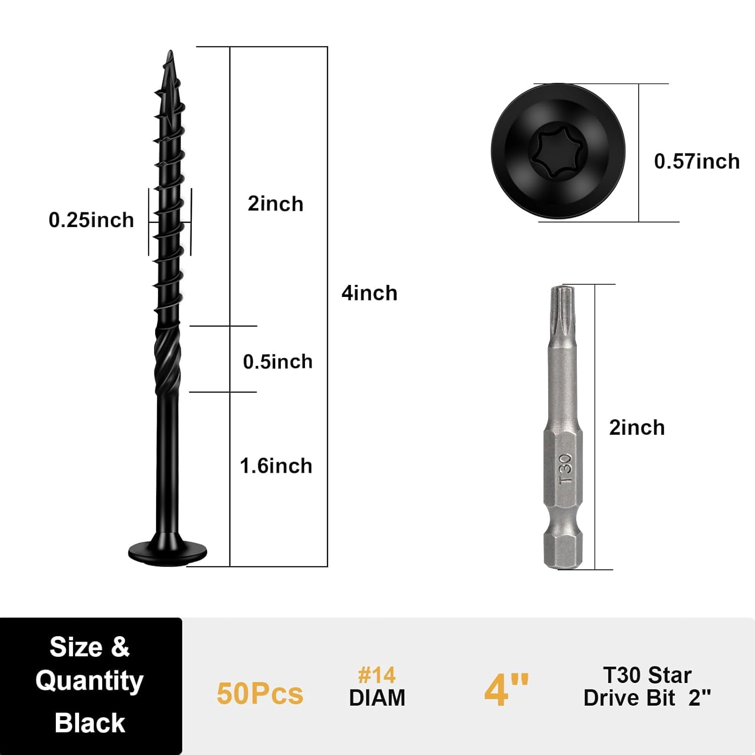 Wood Screws 3 Inch, #14×3" Heavy-Duty Architecture Outdoor Deck Screws ...