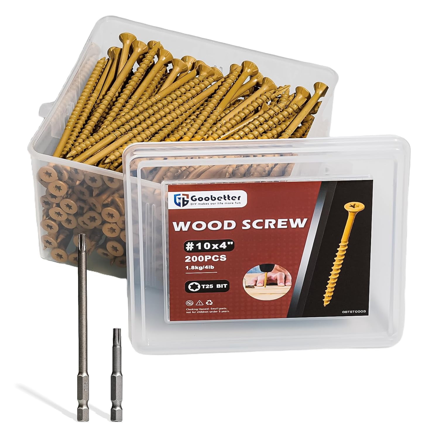 Wood Screws 4 Inch, 200 Pcs Construction Fence Screws, 10 x 4 Deck ...