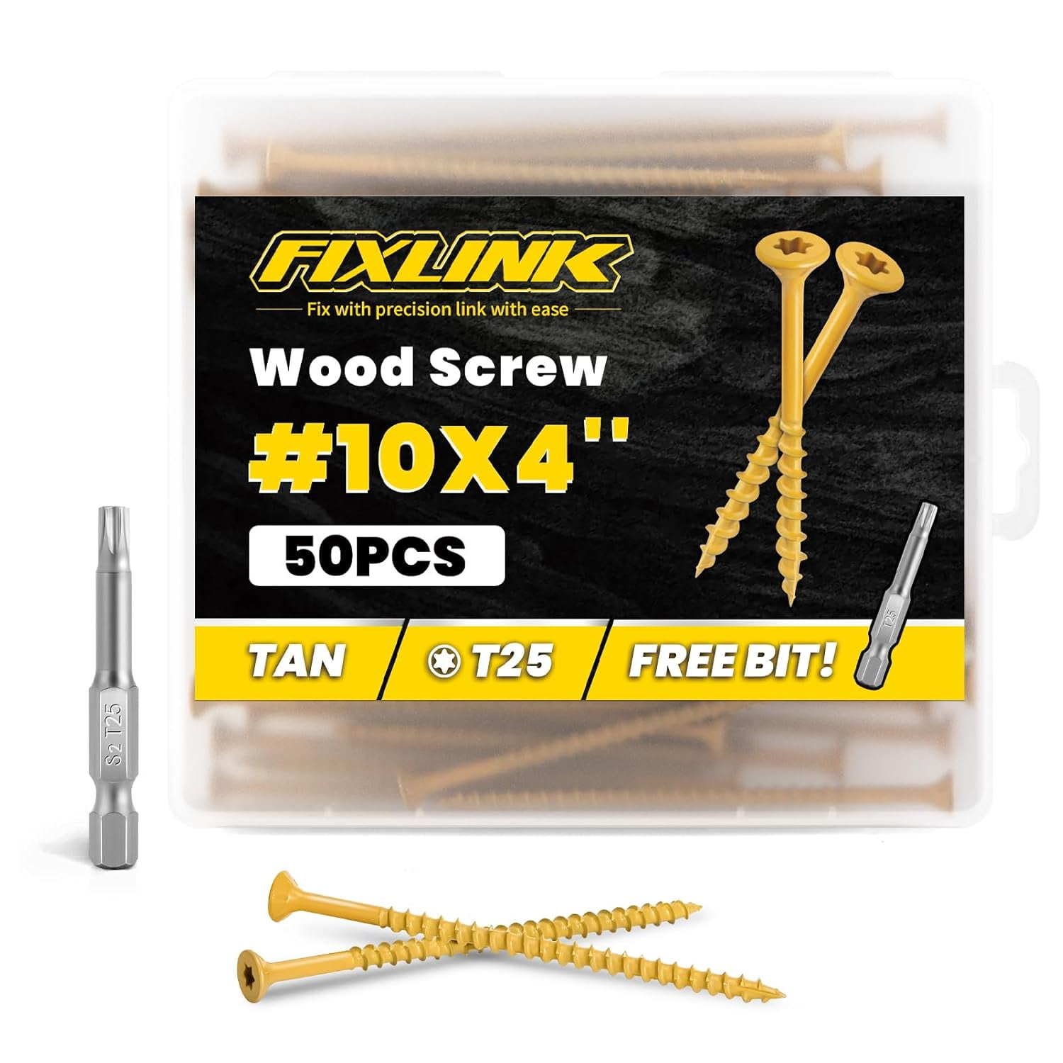 Wood Screws 4 Inch, Deck Screws #10 x 4, 50 PCS, Epoxy Coated, T25 Star ...
