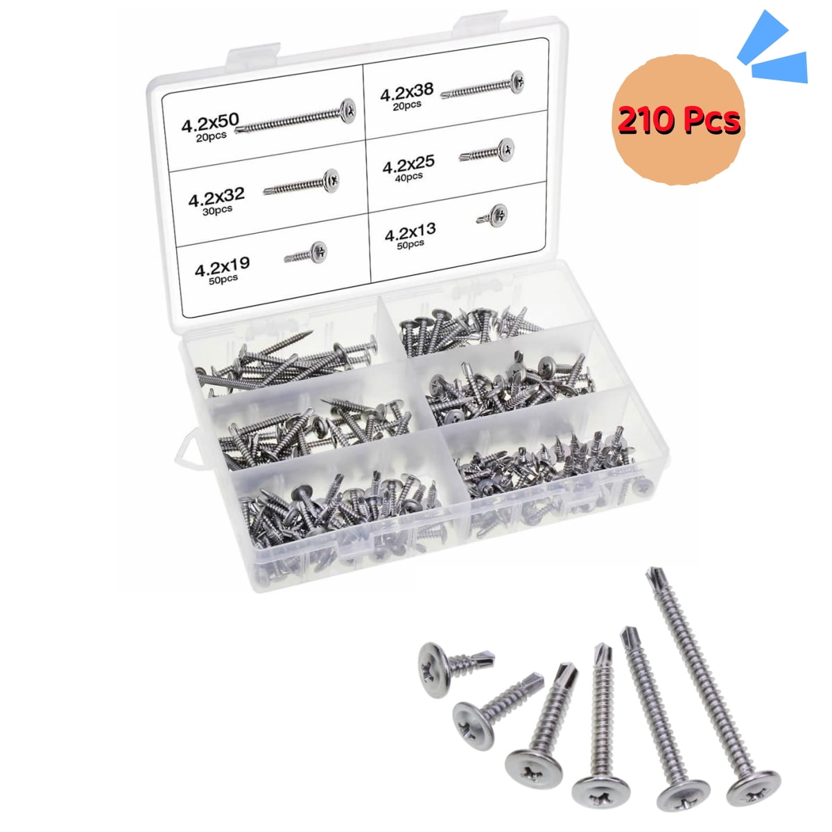 Fostbeen Wood Screws Assortment Kit, 210 Pcs, Phillips Tips, Wood ...