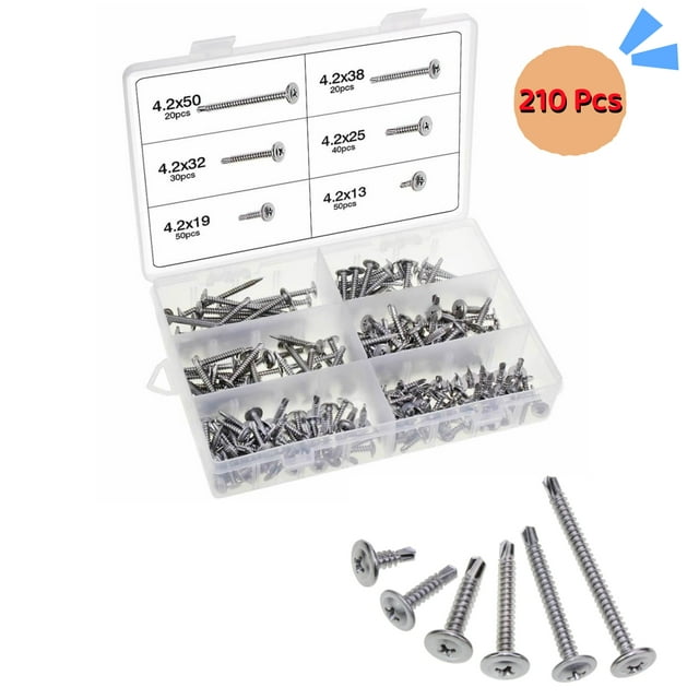 Fostbeen Wood Screws Assortment Kit, 210 Pcs, Phillips Tips, Wood ...