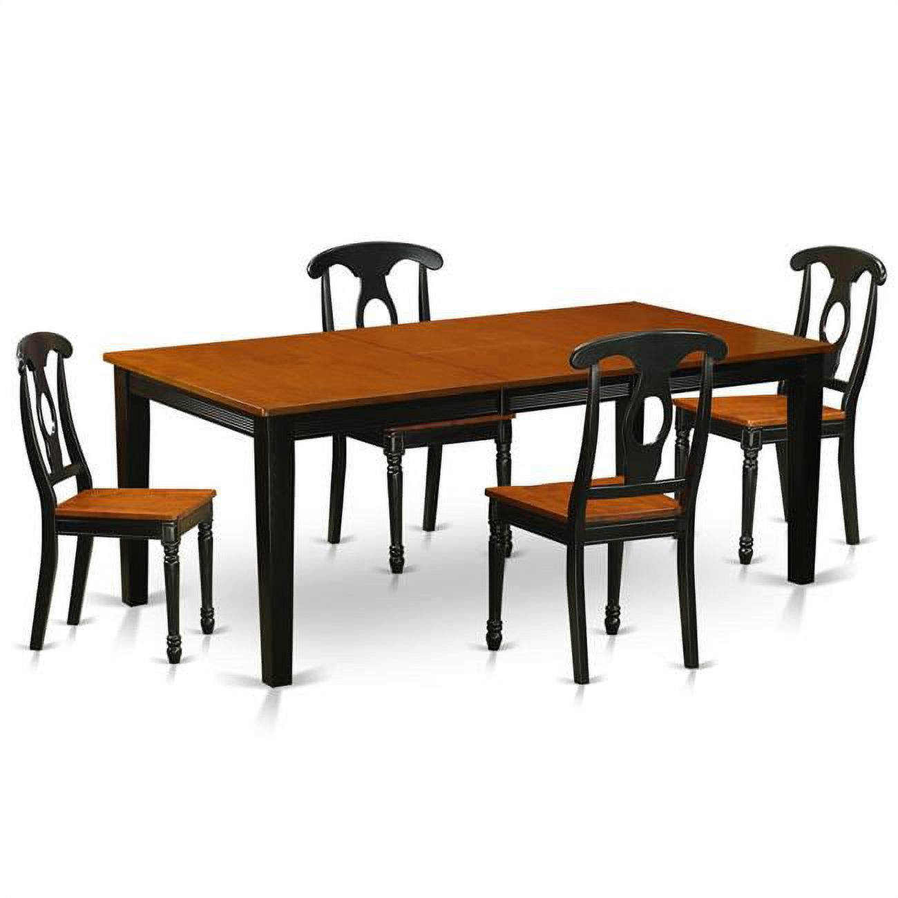 Wood Seat Dining Room Set - Table with 4 Solid Chairs, Black & Cherry ...