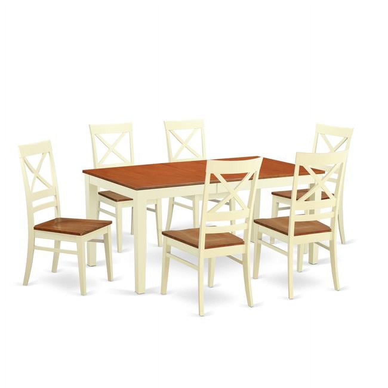 Wood Seat Dining Room Sets with 6 Kitchen Table & 6 Chairs, Buttermilk ...