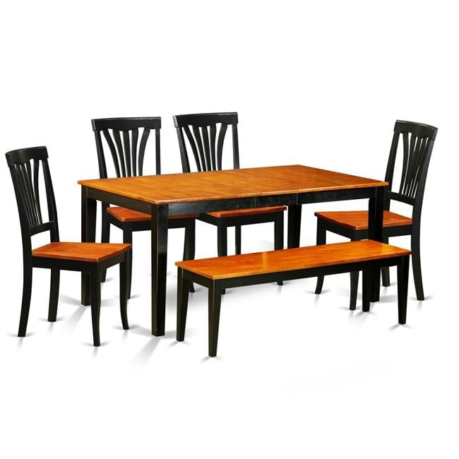 Wood Seat Kitchen Table Set - Dining Table & 4 Solid Wood Chairs Plus ...