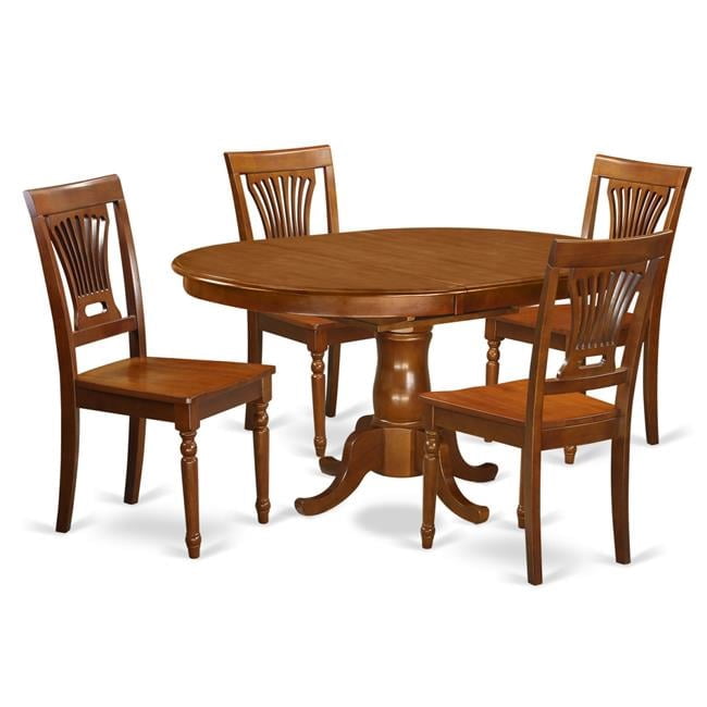 Wood Seat Portland Table with Leaf & Four Hard Chairs, Saddle Brown - 18 in. - 5 Piece - Walmart.com