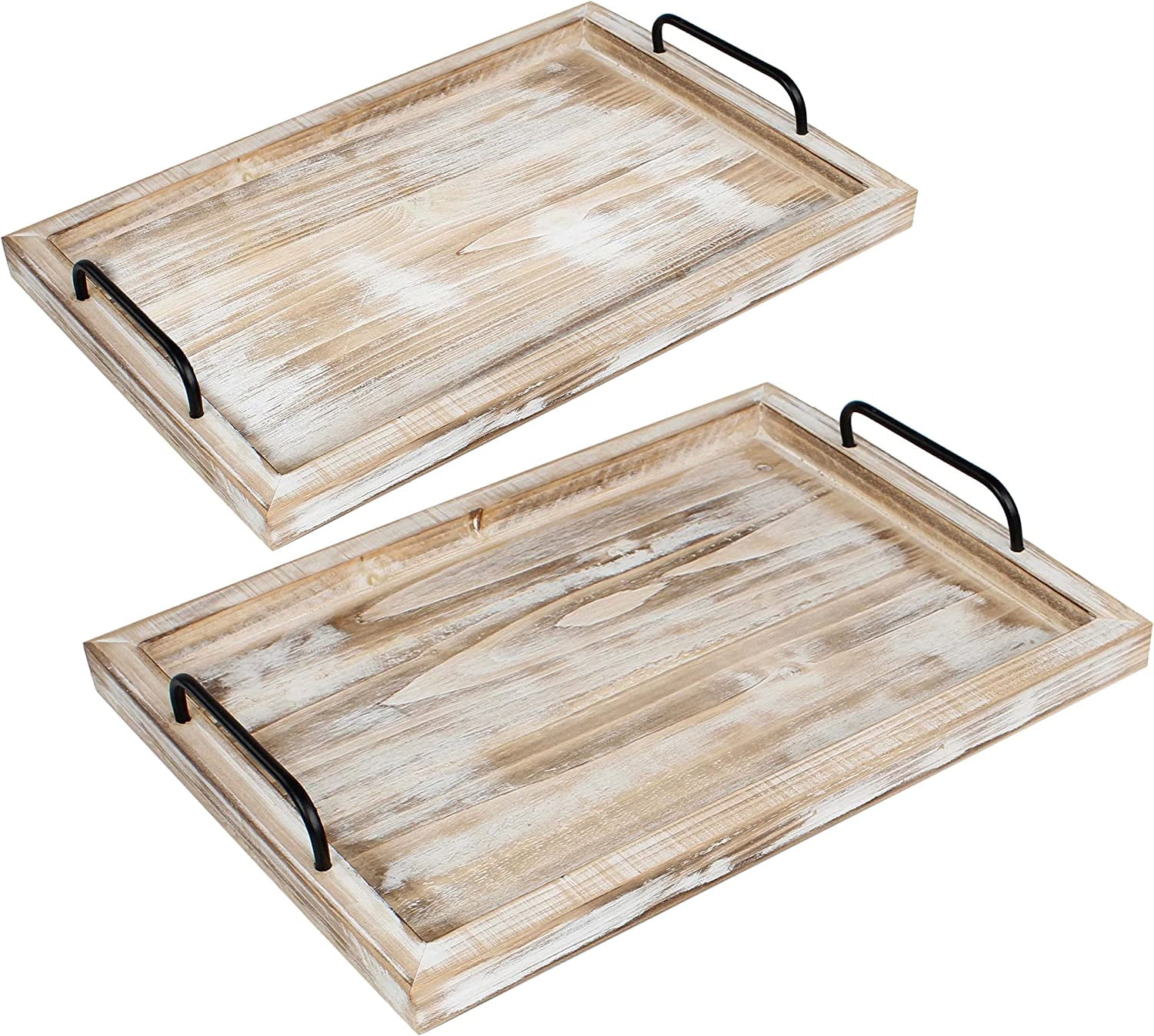 Wood Serving Trays - 2Pk Nesting Serving Trays With Handles Decorative ...
