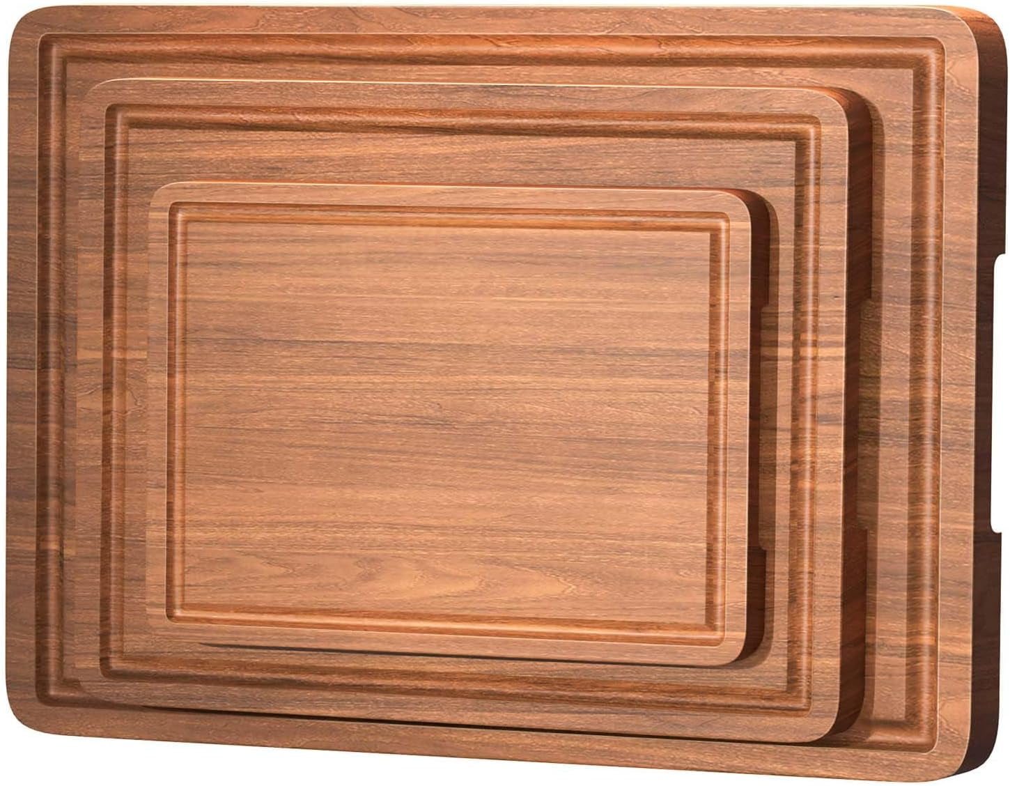 Wood Set with Juice Groove & Handles for Kitchen 3-Piece Charcuterie ...