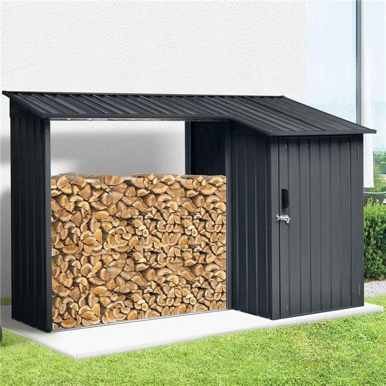 Wood Shed with Locker, Graphite Color - Walmart.com