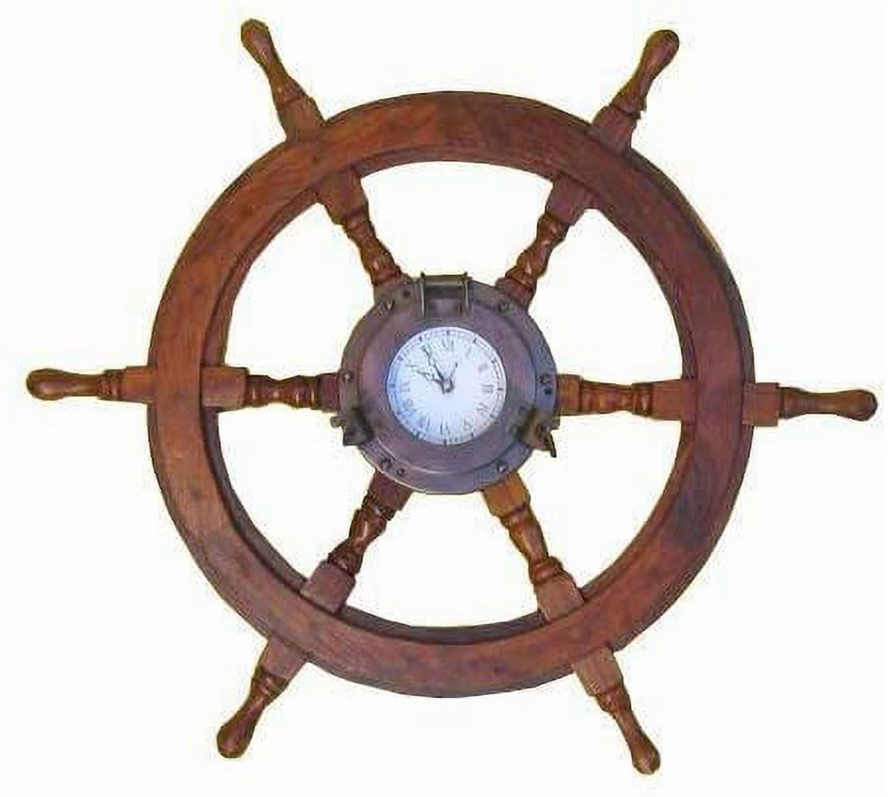 Wood Ship Wheel Wall Clock 24" - Nautical Decor by ITDC - Walmart.com