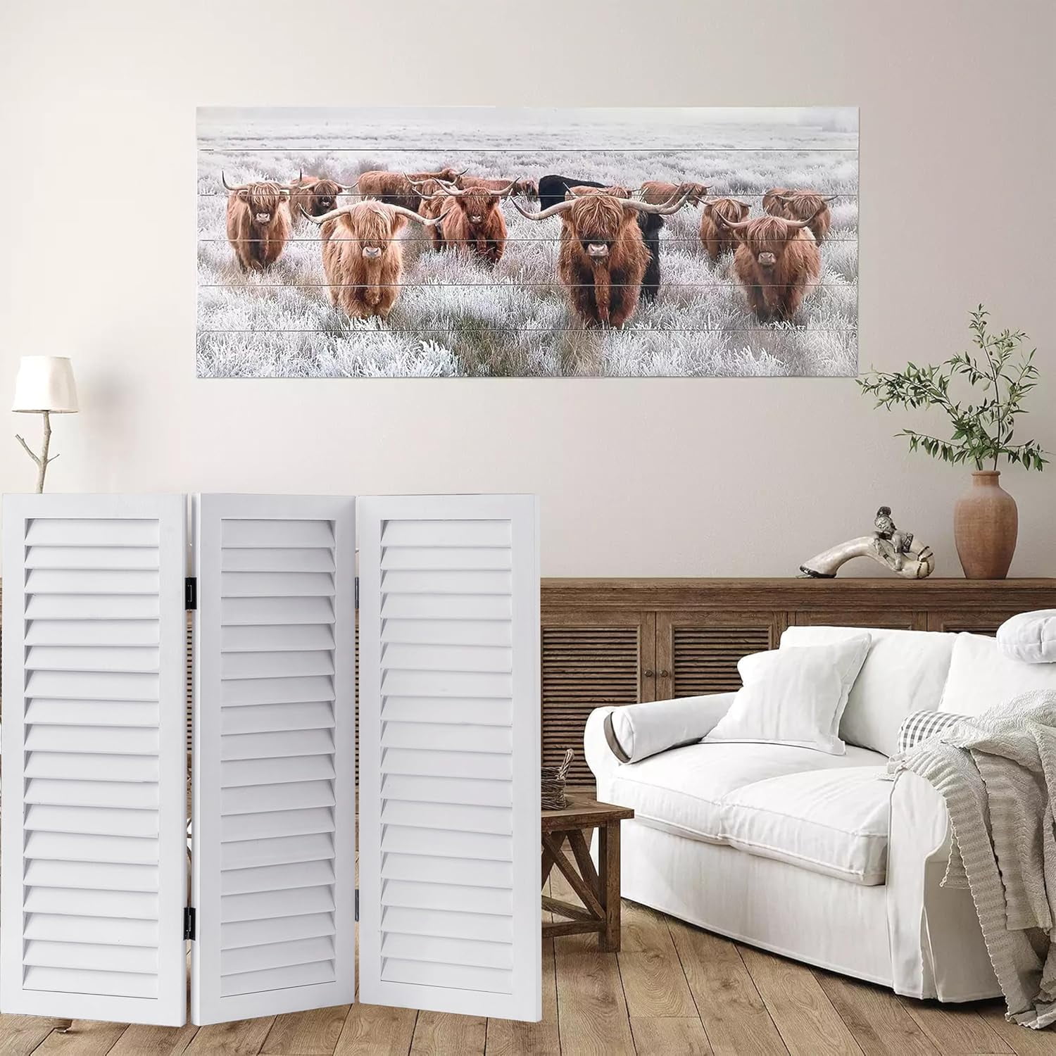 Wood Short Room Divider 3 Panel, 2.6 Ft Tall Shutters Folding Divider ...