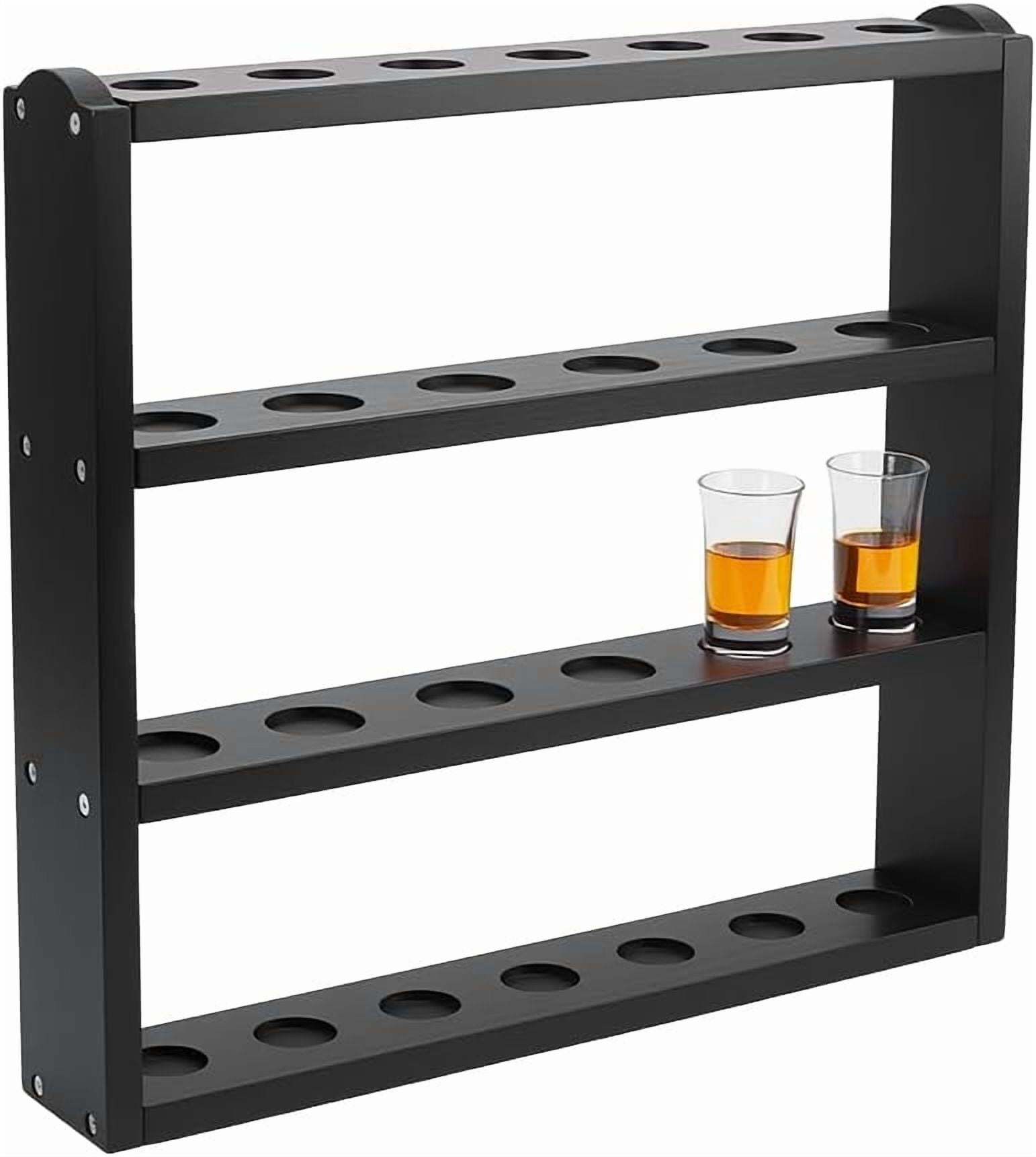 Wood Shot Glass Display Case Bar Collection Stand Four-layer Pine Wood ...