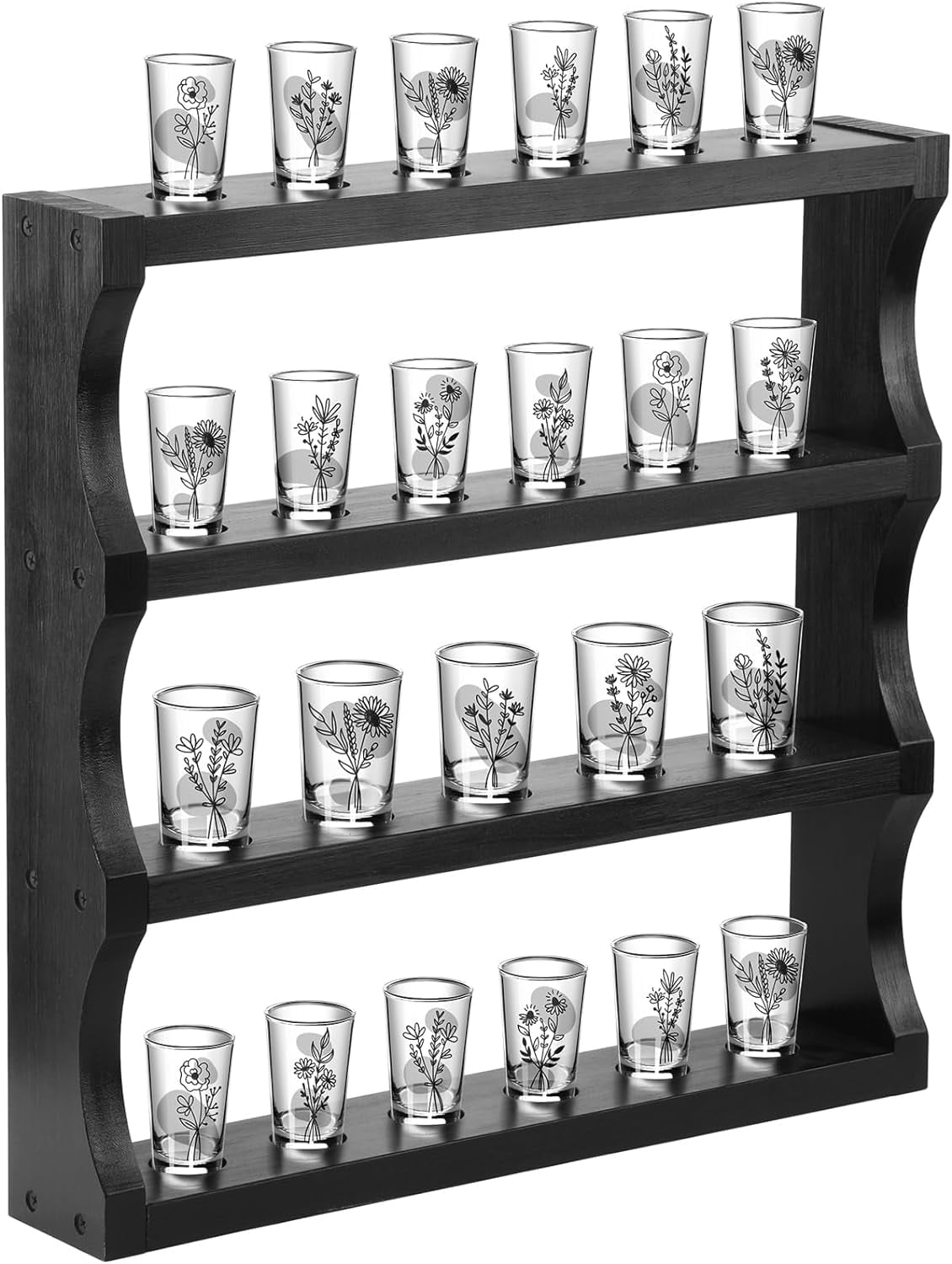 Wood Shot Glass Display Case Shot Glasses Holder Wall Floating Shelves ...