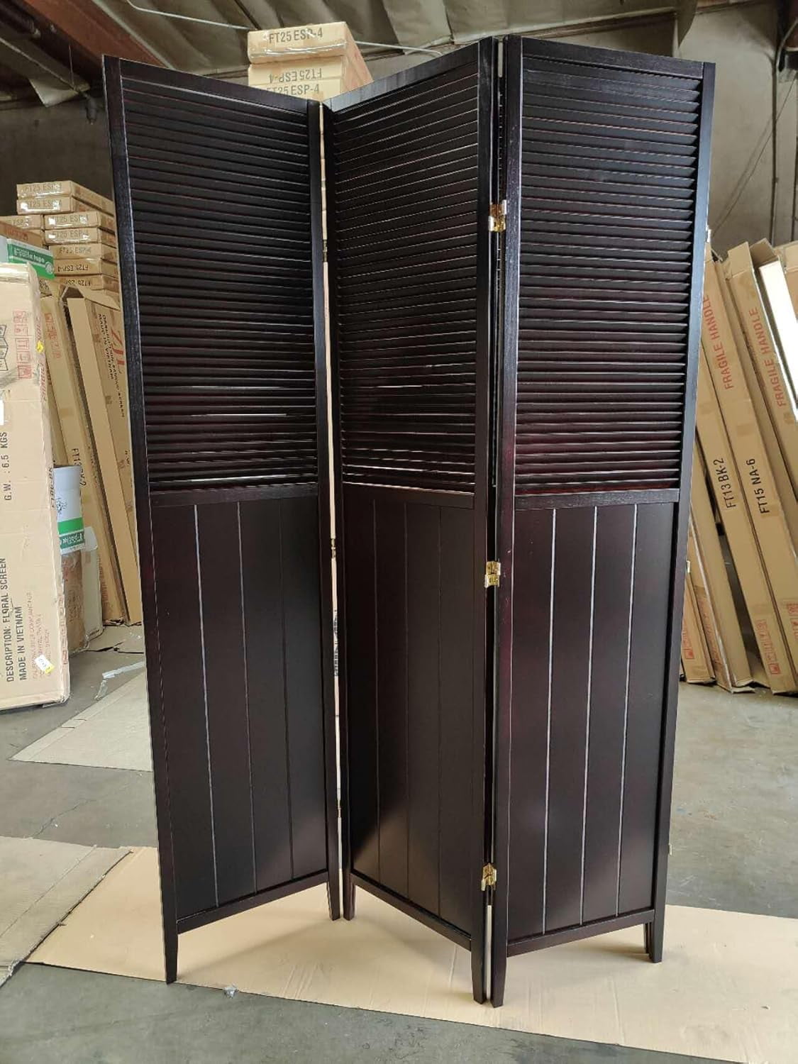 Wood Shutter Door Room Divider 3 Panel (Espresso, 3) - Walmart.com