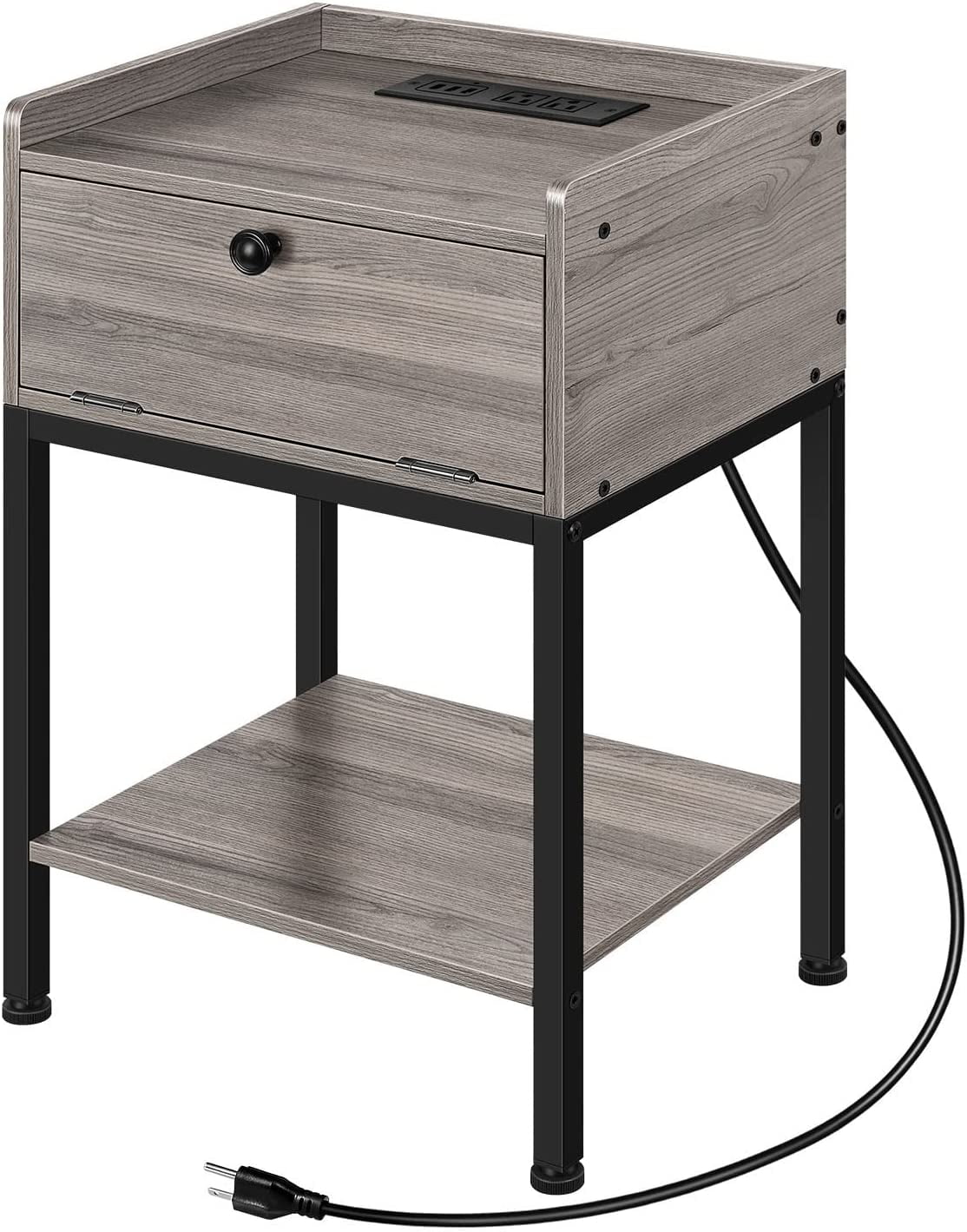 Wood Side Table with Charging Station - USB Ports & Outlets - Walmart.com