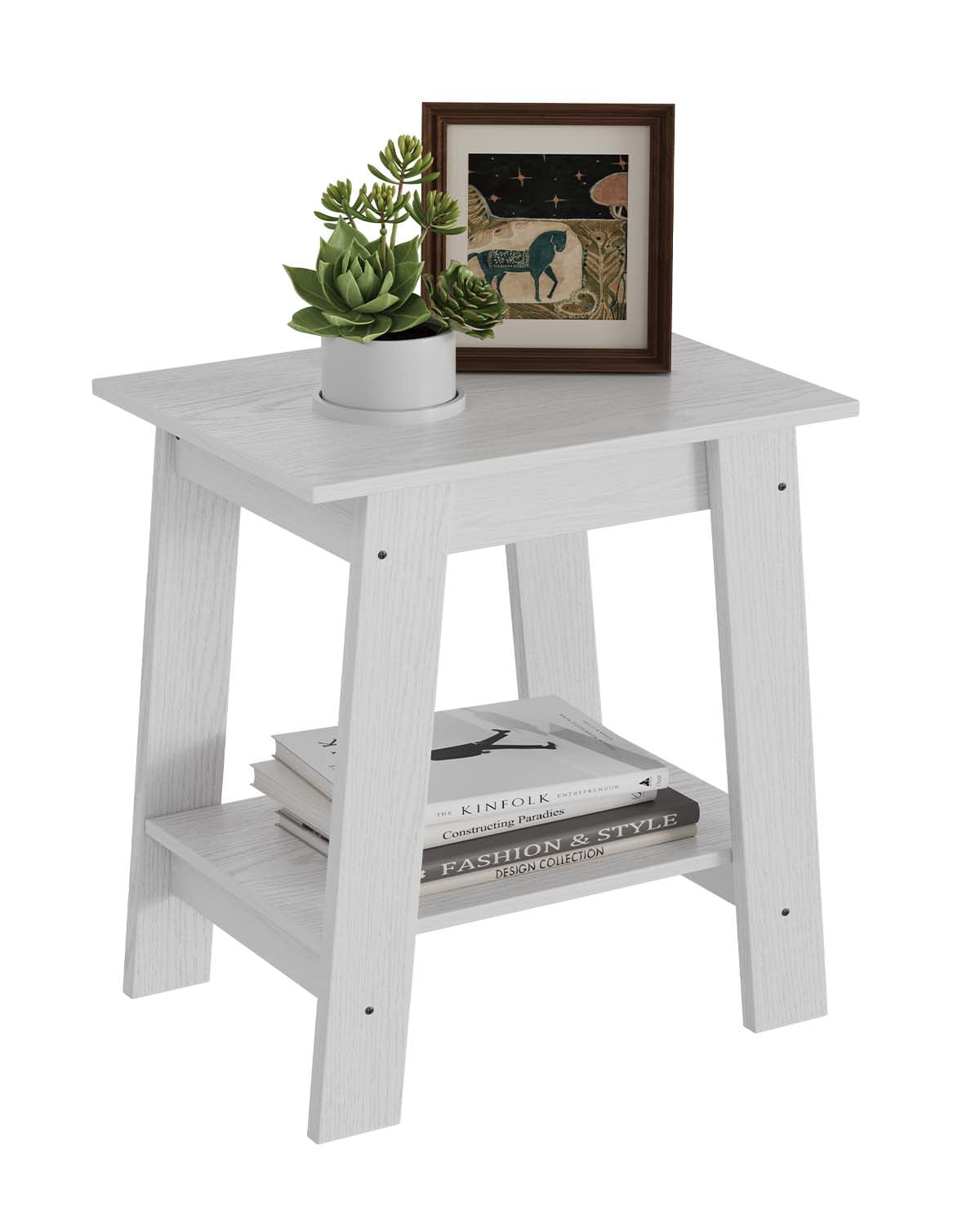 Wood Side Table with Storage Shelf, Small End Tables for Small Spaces ...