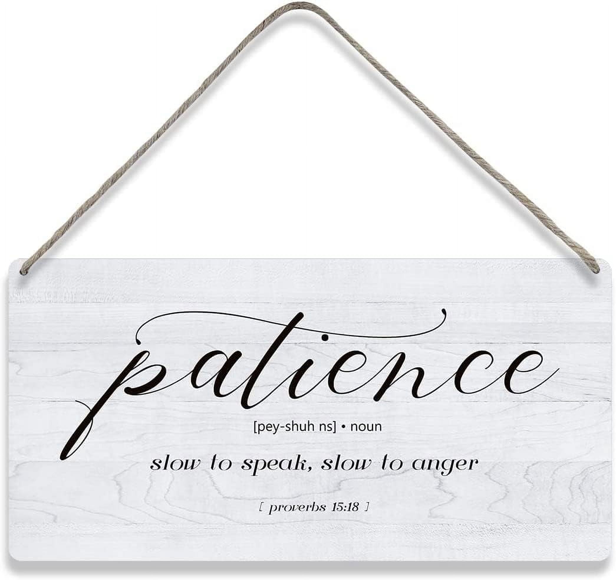 Wood Sign 10x5 Inch Country Style Bible Verse Wall Decor Patience ...