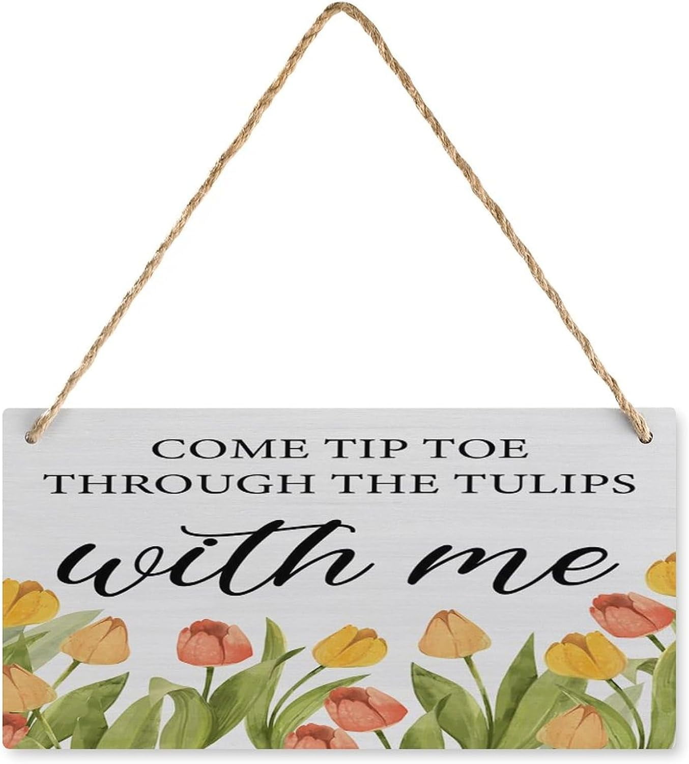 Wood Sign 10x5 Inch Floral Tulips Wooden Sign Farmhouse Spring Tulips ...