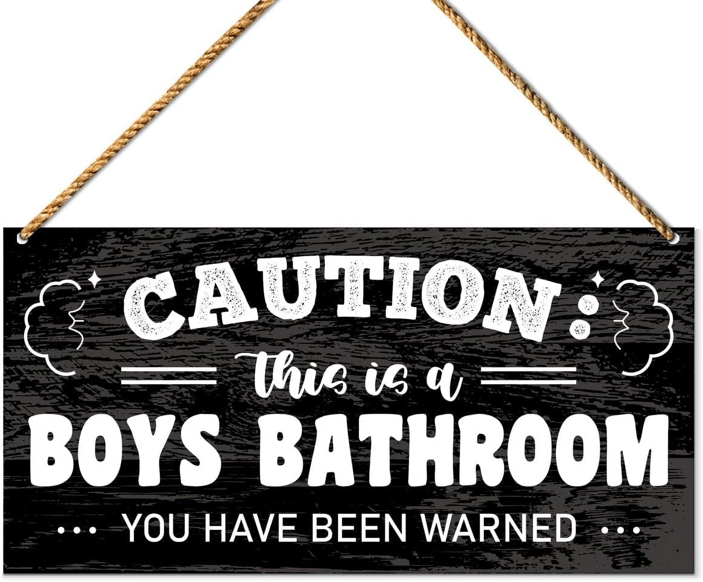 Wood Sign 10x5 Inch Funny Boy's Bathroom Sign, Boy Bathroom Door ...