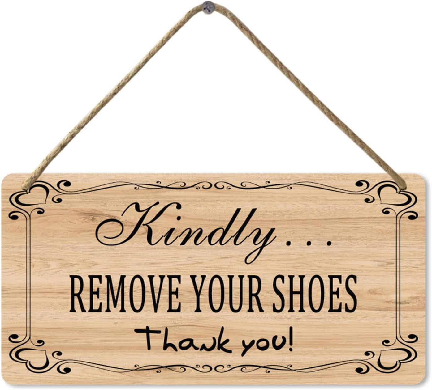 Wood Sign 10x5 Inch Kindly Remove Your Shoes Wooden Wall Sign Vintage ...