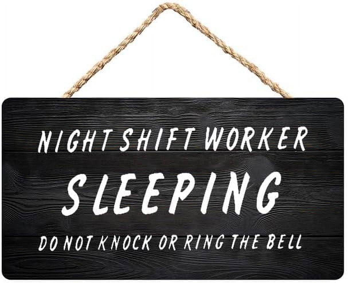 Wood Sign 10x5 Inch Rustic Wooden Sign Night Shift Worker Sleeping Do ...
