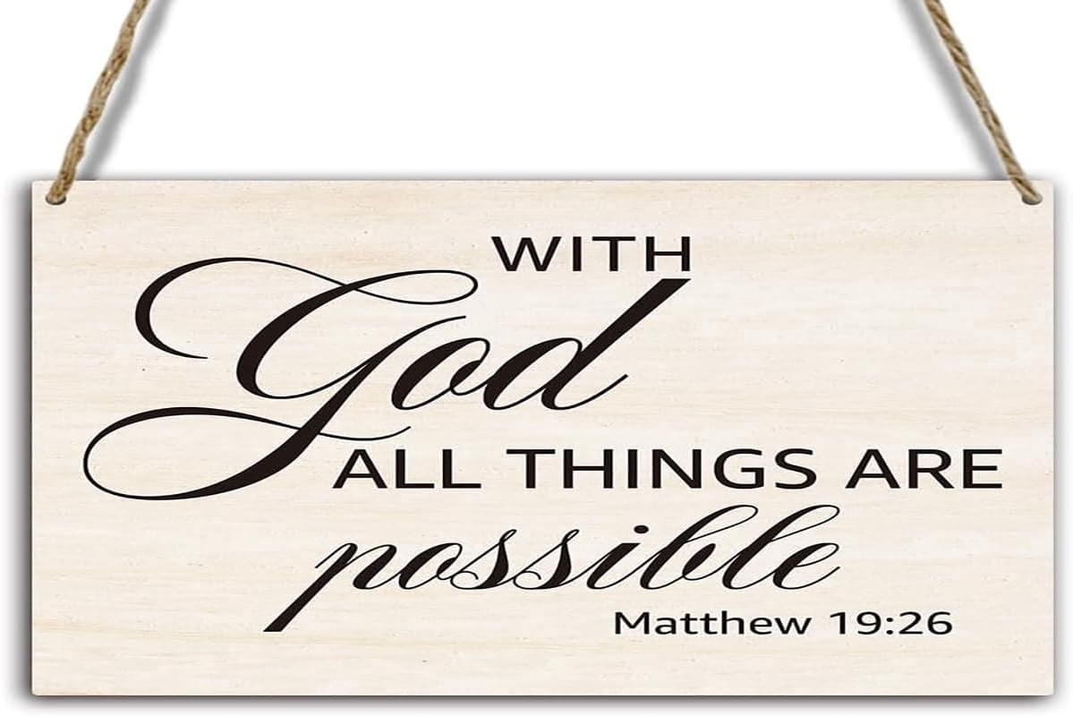 Wood Sign 10x5 Inch Scripture Bible Verse Wooden Rustic Signs Matthew ...