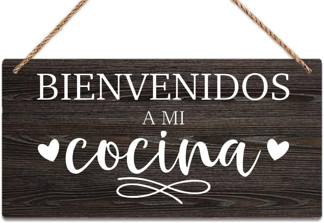 Wood Sign 10x5 Inch Wall Art Wooden Sign Spanish Kitchen Sign Quote ...