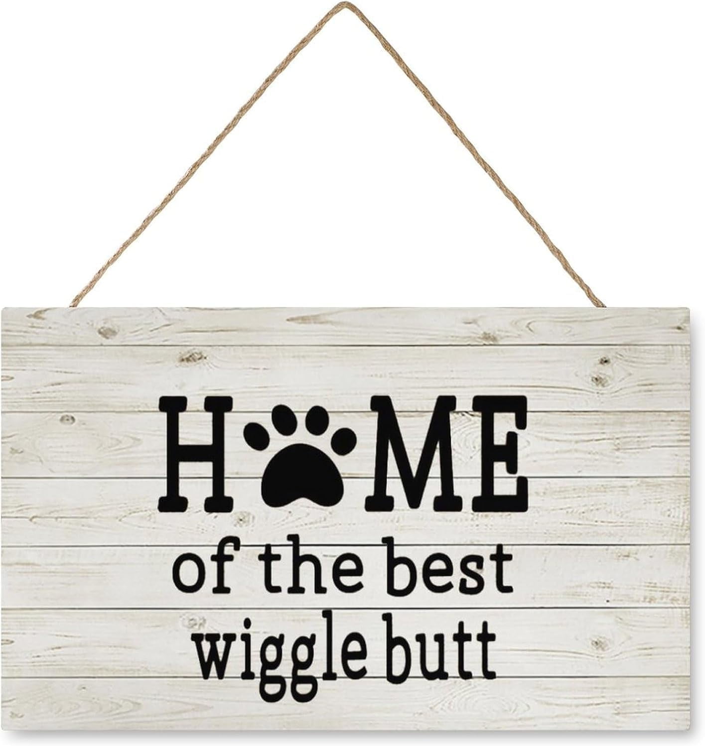 Wood Sign 10x5 Inch Wooden Sign Home Wiggle Butt Pet Paw Family Welcome ...