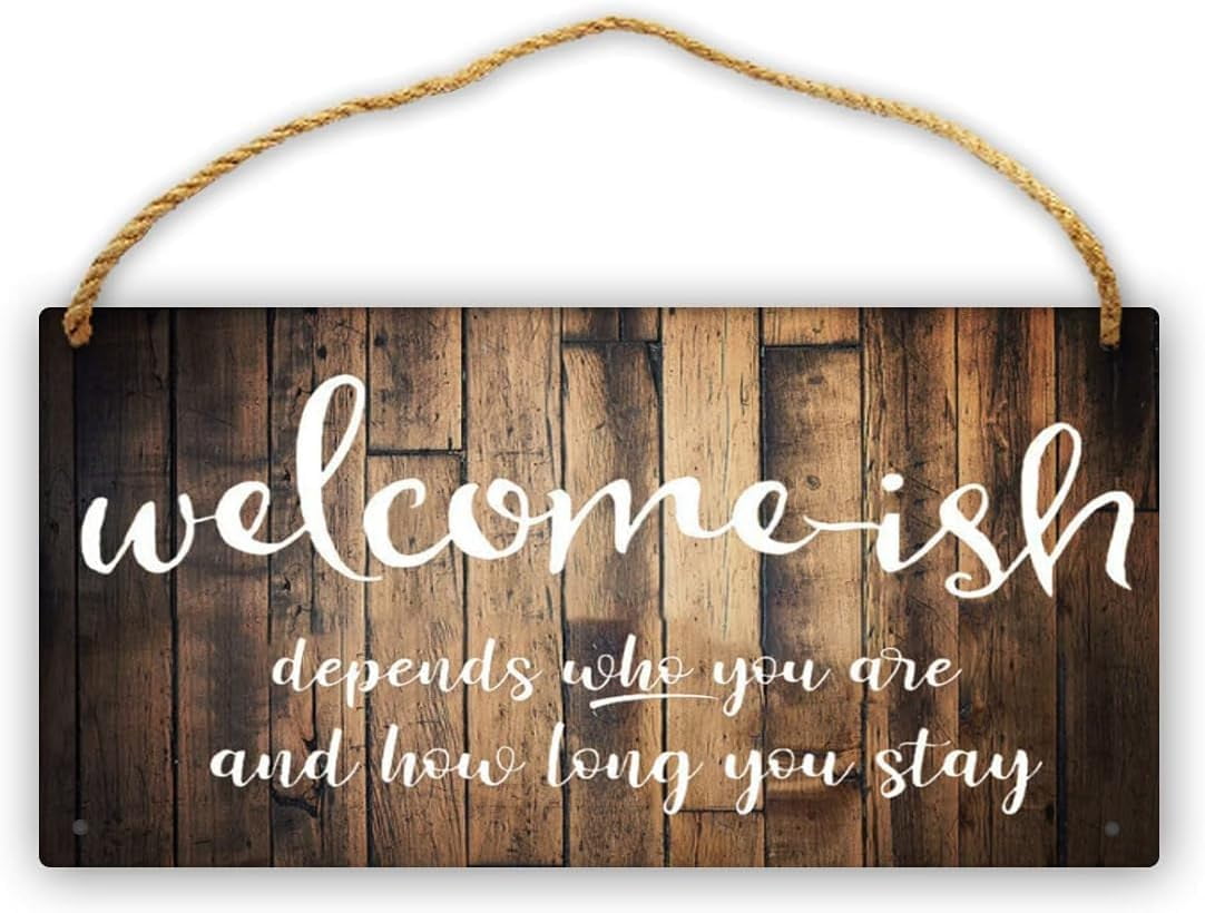 Wood Sign 10x5 Inch Wooden Welcome Ish Door Sign Farmhouse Home Wall ...