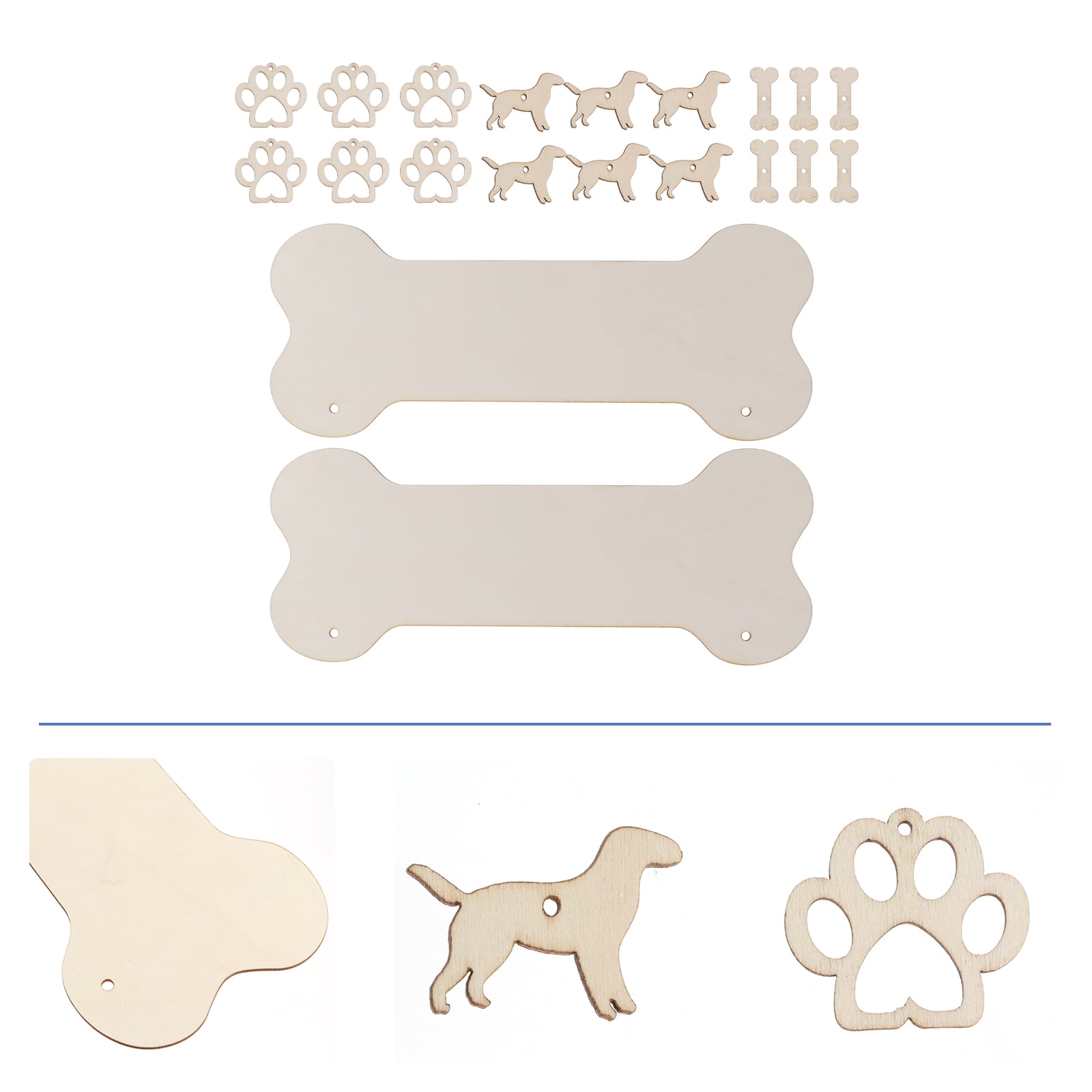 NUOLUX Dog Shaped Wooden Sign Set Home Decoration 20Pcs 14.93X5.89X0 ...
