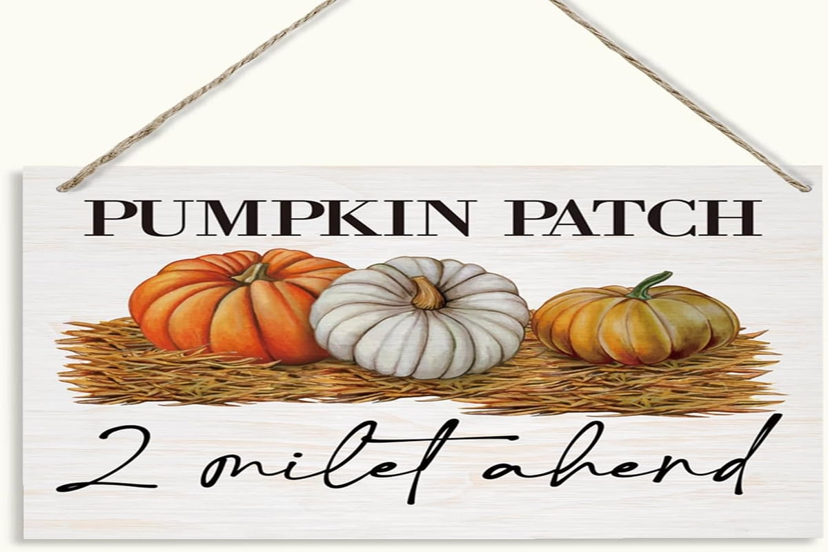 Wood Sign 5x10 Inch Autumn Hanging Decor Pumpkin Patch 2 Miles Ahead ...