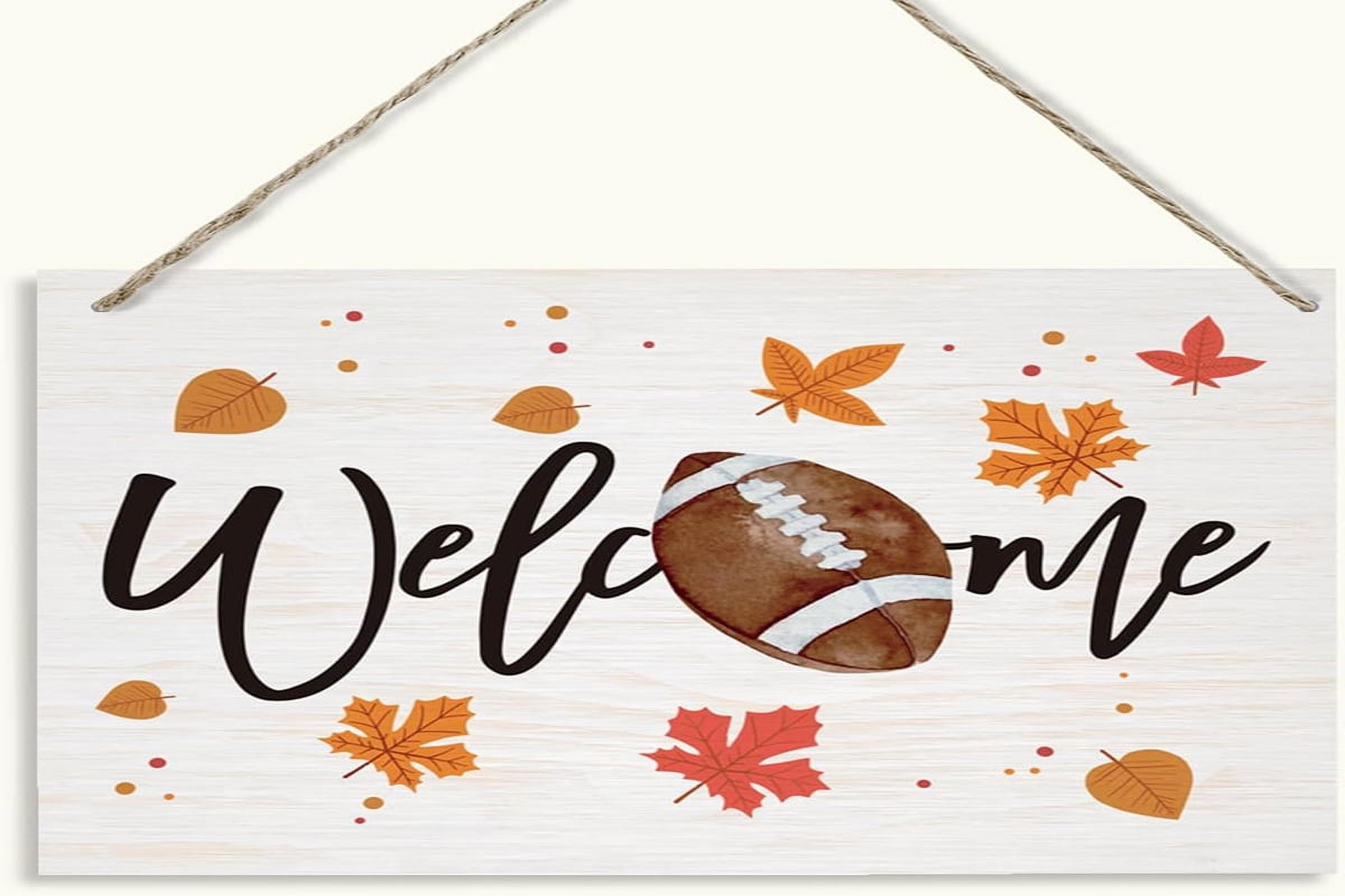 Wood Sign 5x10 Inch Autumn Hanging Decor Soccer Welcome Sign Hanging ...