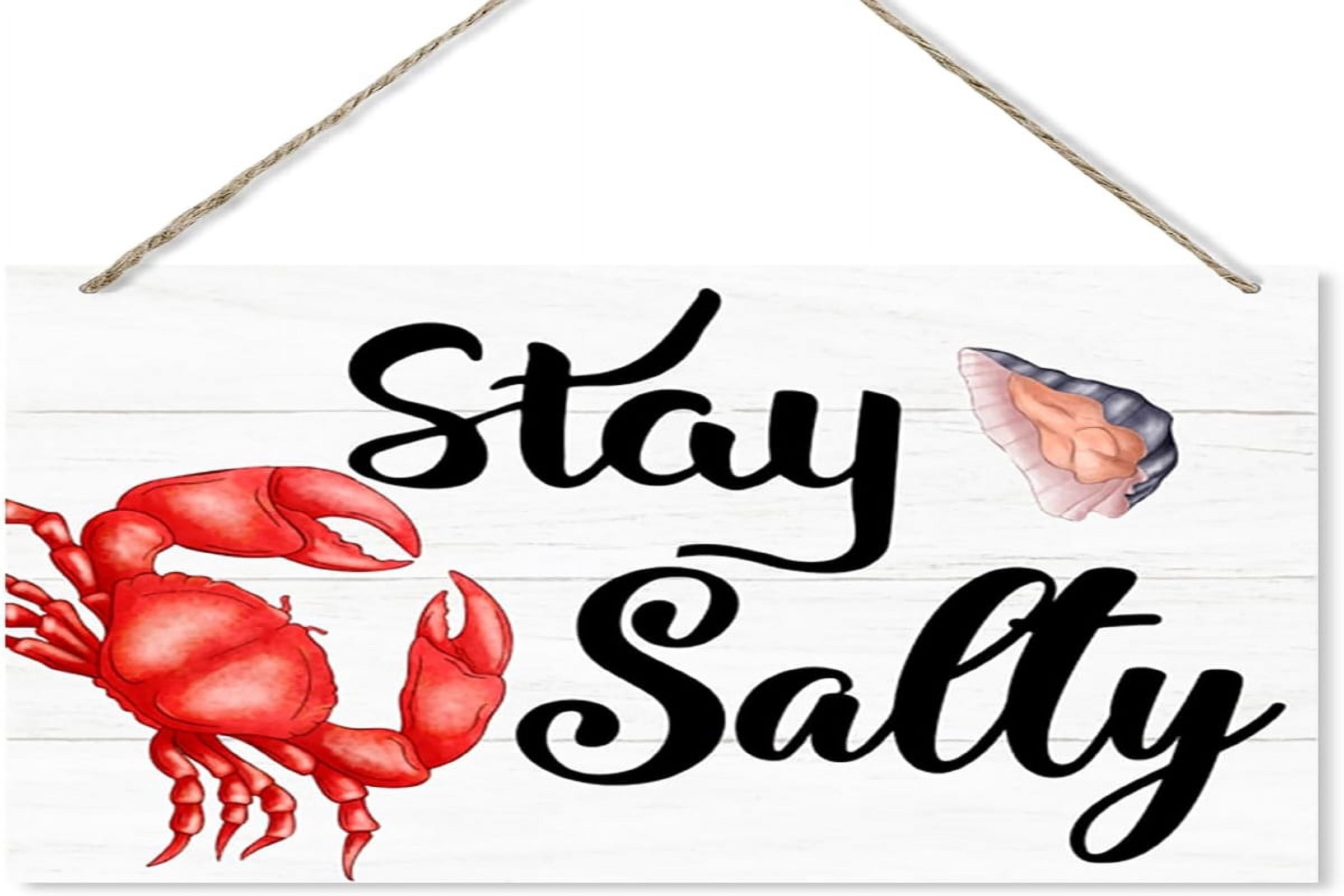 Wood Sign 5x10 Inch Beach Decor Stay Salty Sign Hanging Wooden Plaques ...