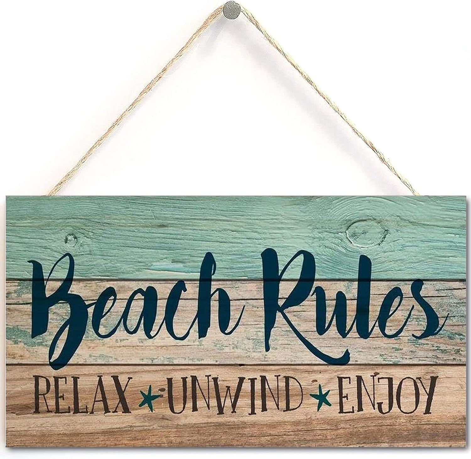Wood Sign 5x10 Inch Beach Rules Wood Signs Relax Unwind Enjoy Wooden ...