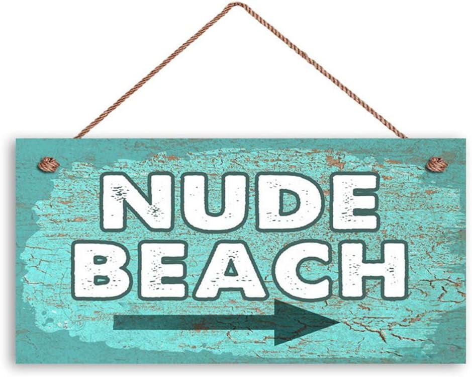 Wood Sign 5x10 Inch Beach Wood Signs Fun Nude Teal Weathered Beach ...