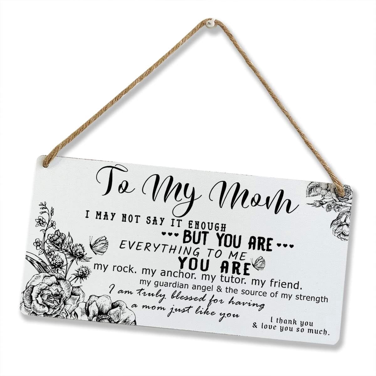 Wood Sign 5x10 Inch Country Flower Mother Wood Signs To My Mom I Thank ...