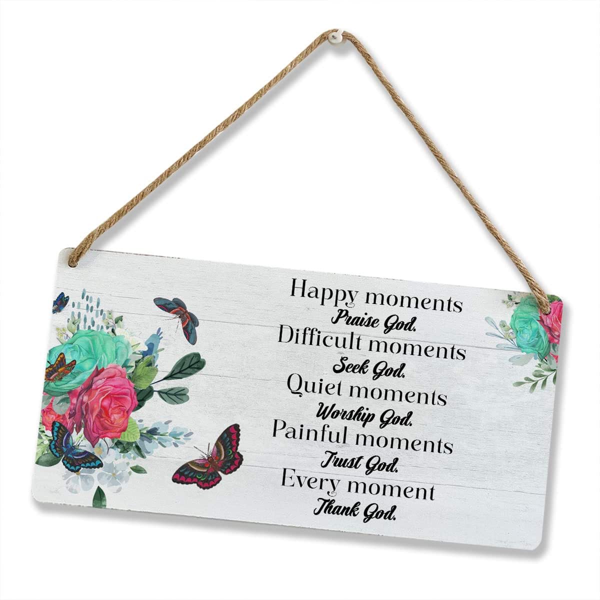 Wood Sign 5x10 Inch Country Motivational Wood Signs Floral Butterfly ...