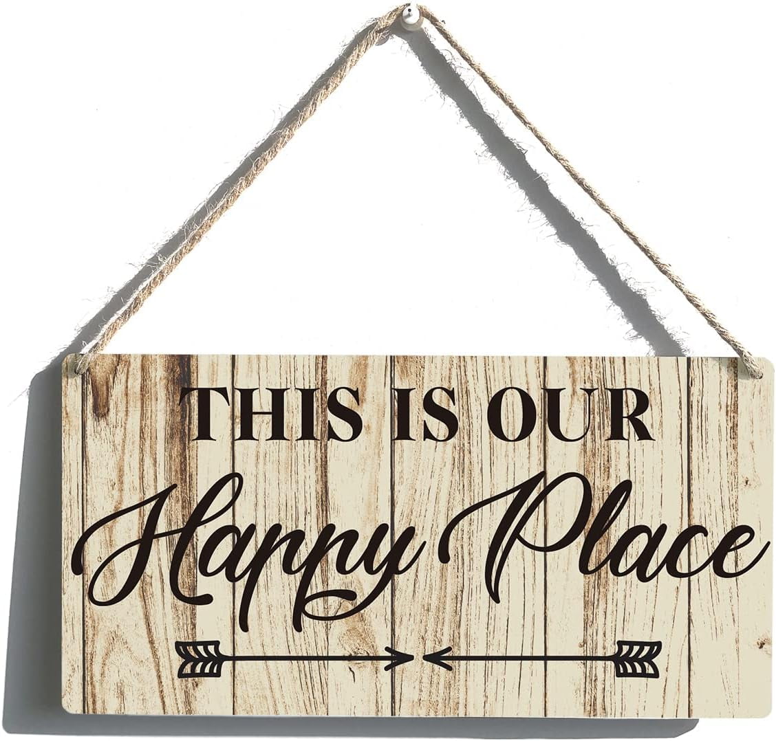 Wood Sign 5x10 Inch Love Signs Gift Farmhouse This Is Our Happy Place ...