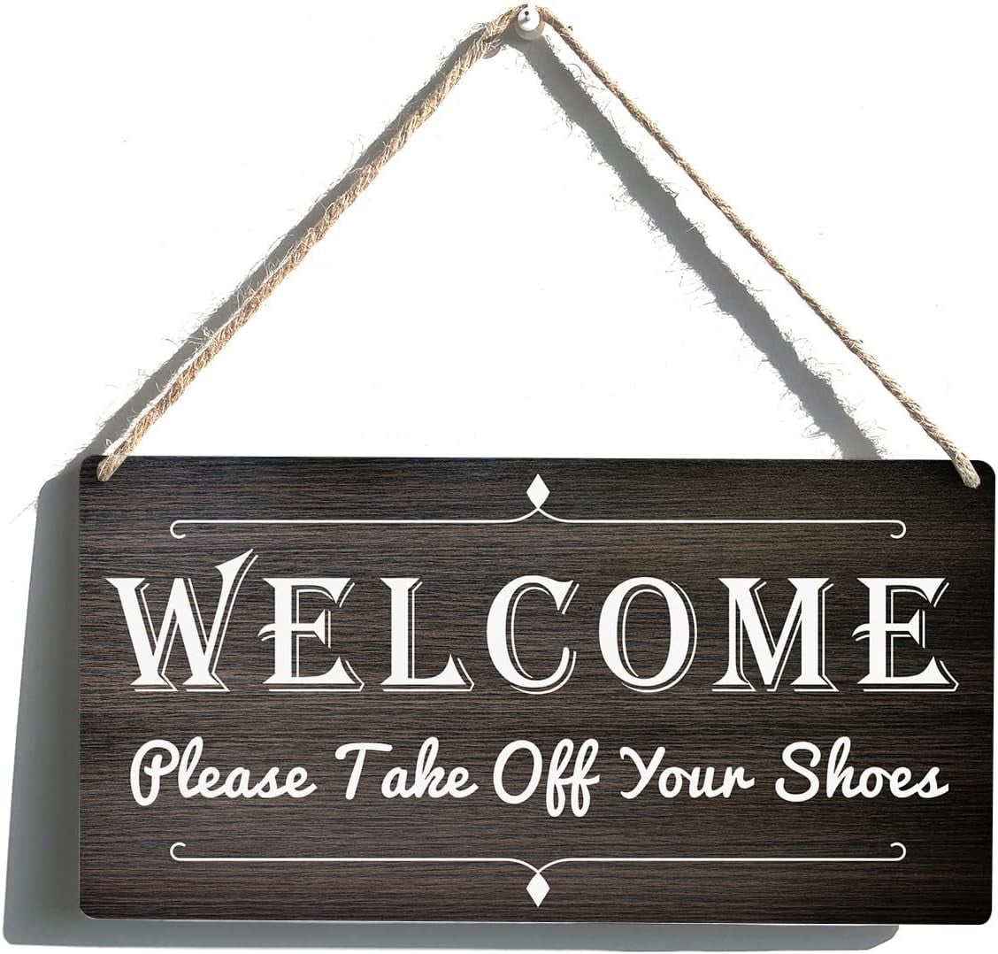 Wood Sign 5x10 Inch Farmhouse Wood Signs Welcome Please Take Off Your ...