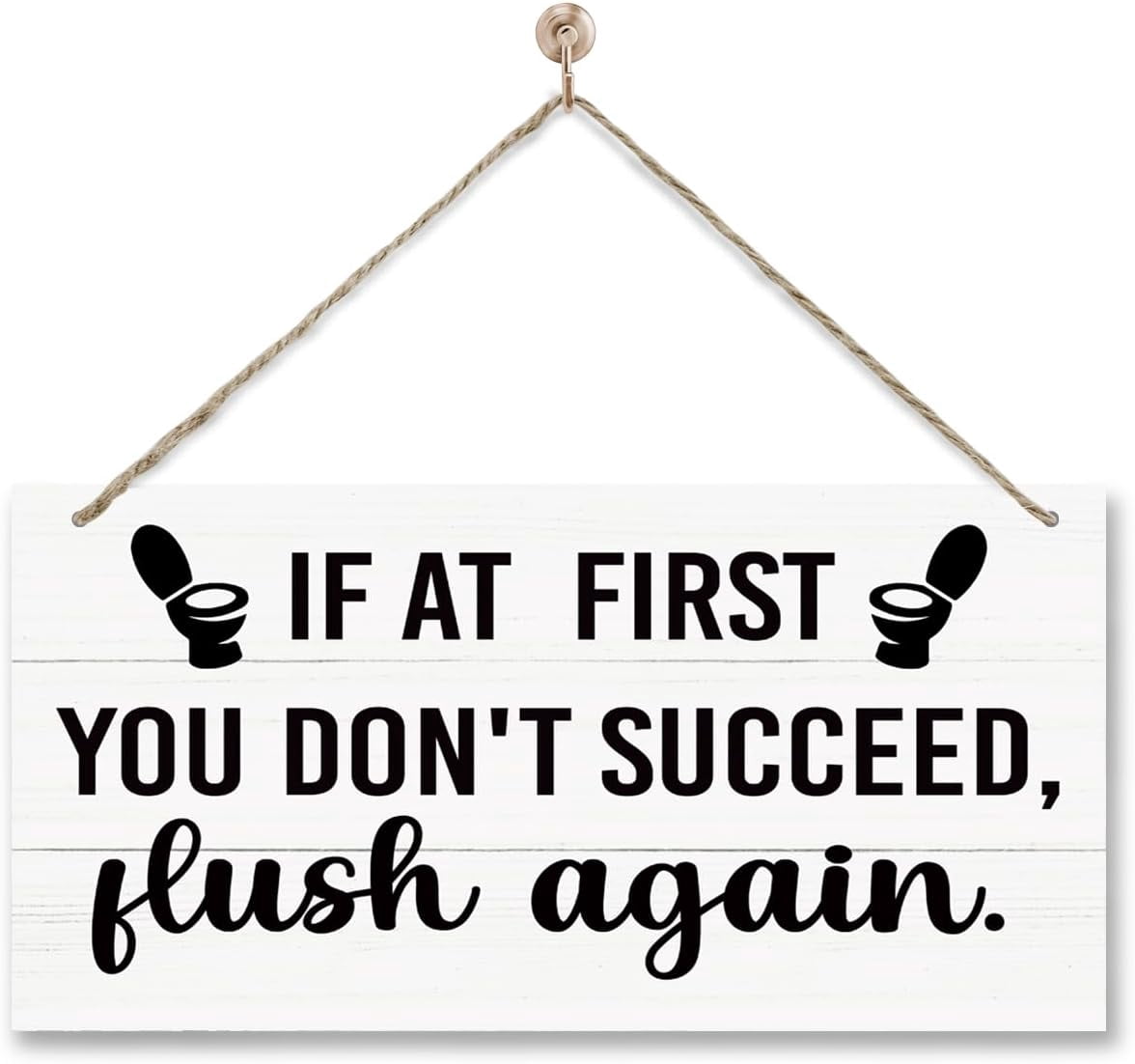 Wood Sign 5x10 Inch Flush Again Sign Funny Bathroom Decor Bathroom Wood ...