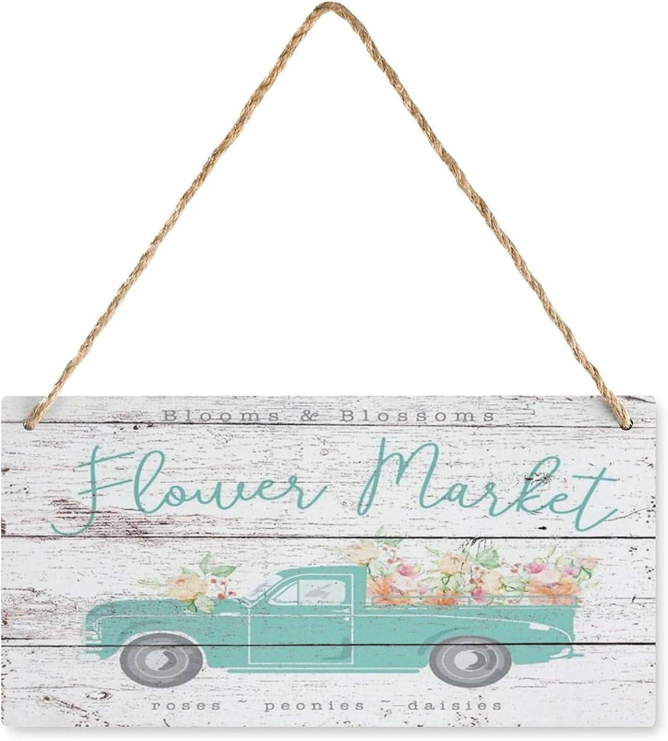 Wood Sign 5x10 Inch Funny Farmhouse Style Wood Sign Flower Market ...