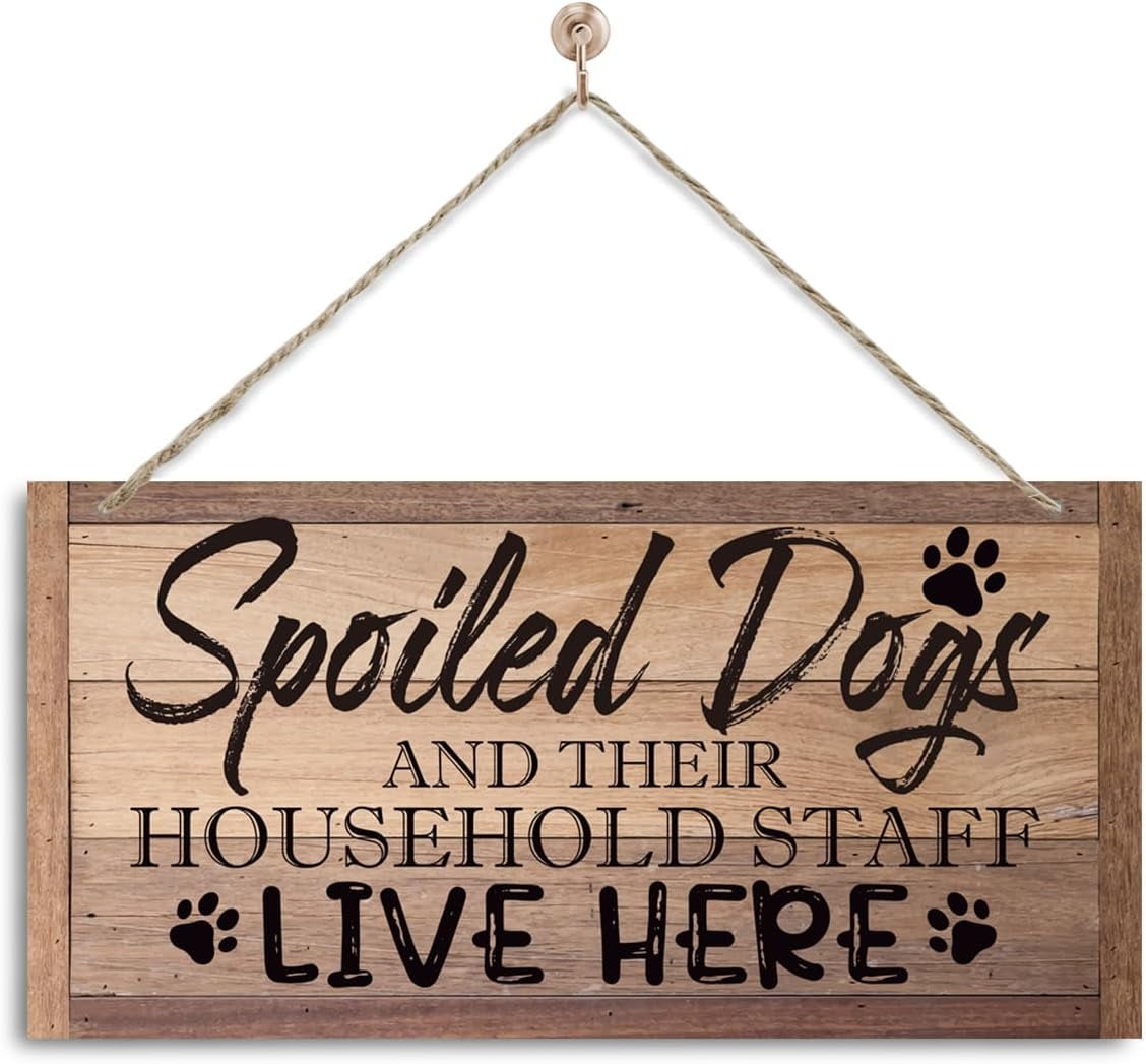 Wood Sign 5x10 Inch Funny Home Decor Dog Sign Decor Decor Wall Plaque ...
