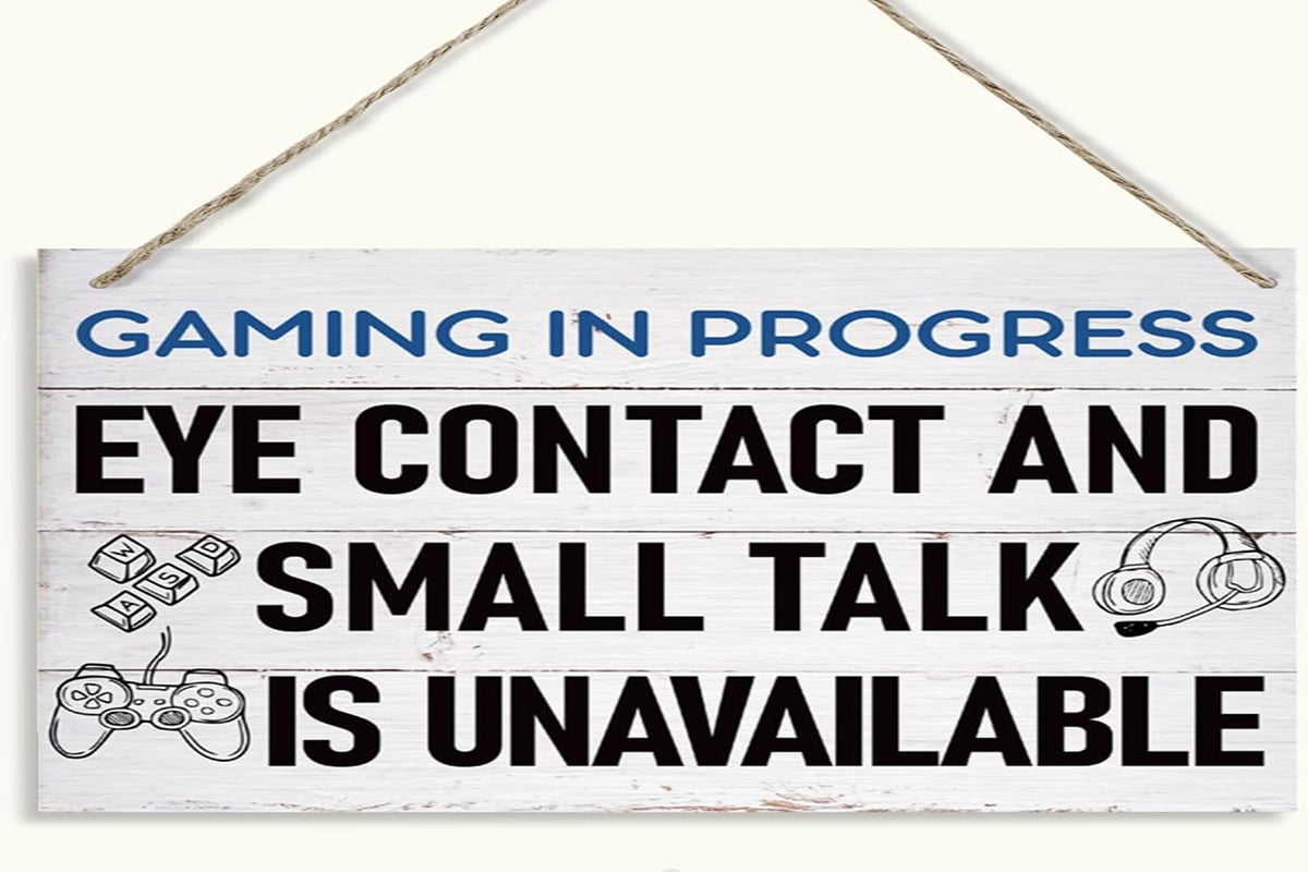 Wood Sign 5x10 Inch Game In Progress Sign Gaming Decor Hanging Wooden ...