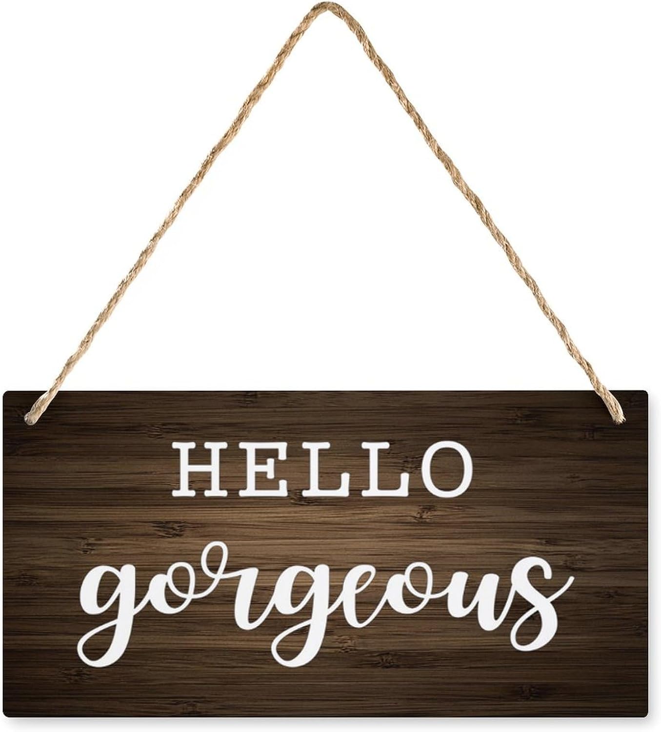 Wood Sign 5x10 Inch Hanging Door Sign Hello Gorgeous Funny Office Decor ...