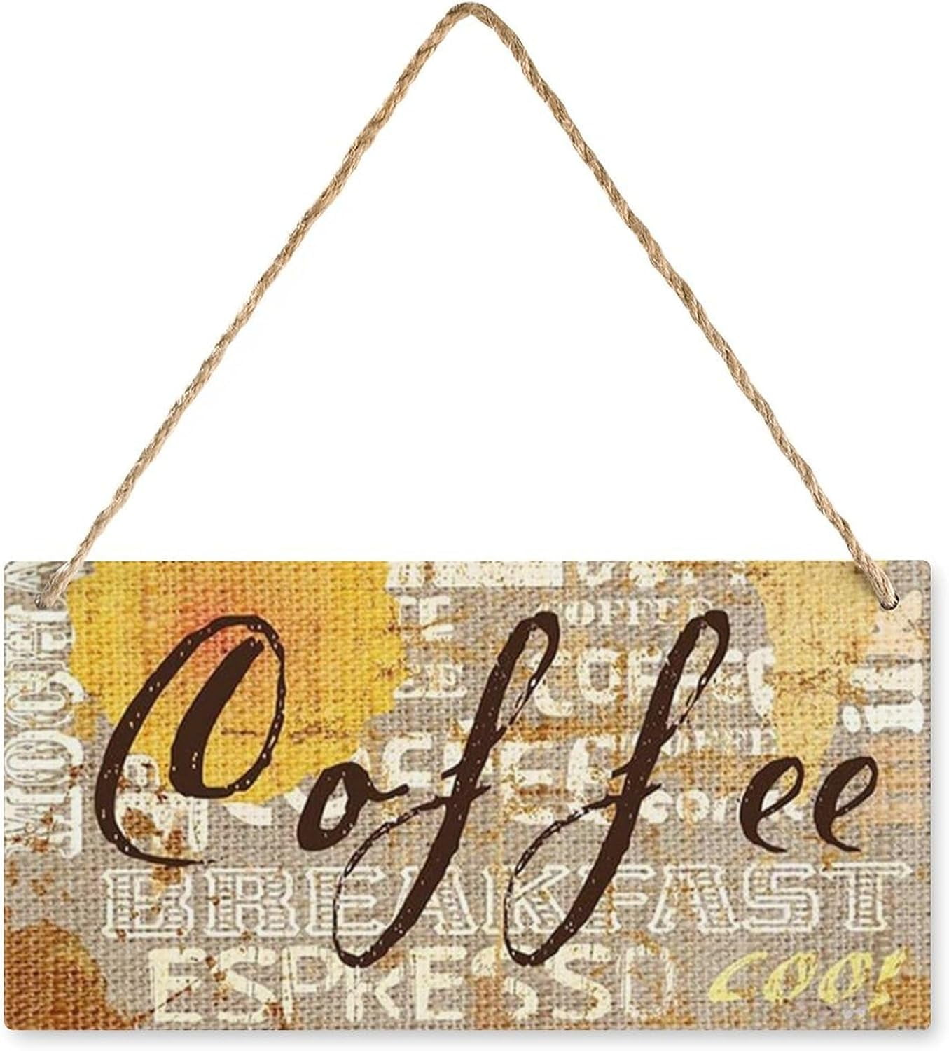 Wood Sign 5x10 Inch Hanging Wood Signs Coffee Wood Signs Grunge Burlap ...