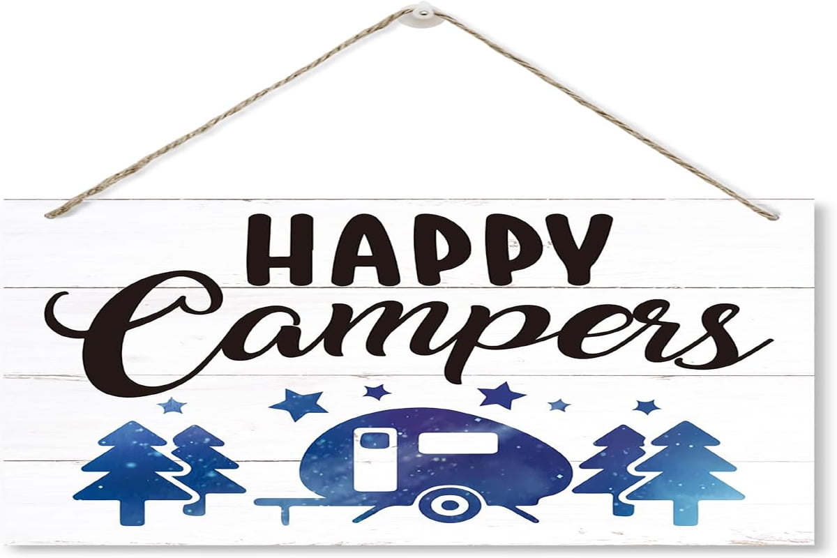 Wood Sign 5x10 Inch Happy Campers Sign Camping Decor Wooden Hanging ...