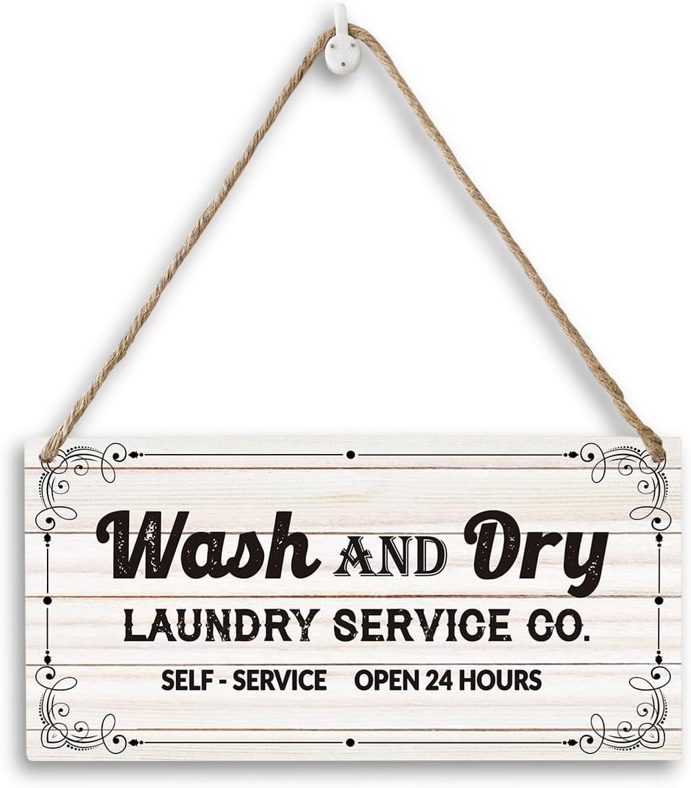 Wood Sign 5x10 Inch Laundry Sign Laundry Room Wash And Dry Wooden Sign ...