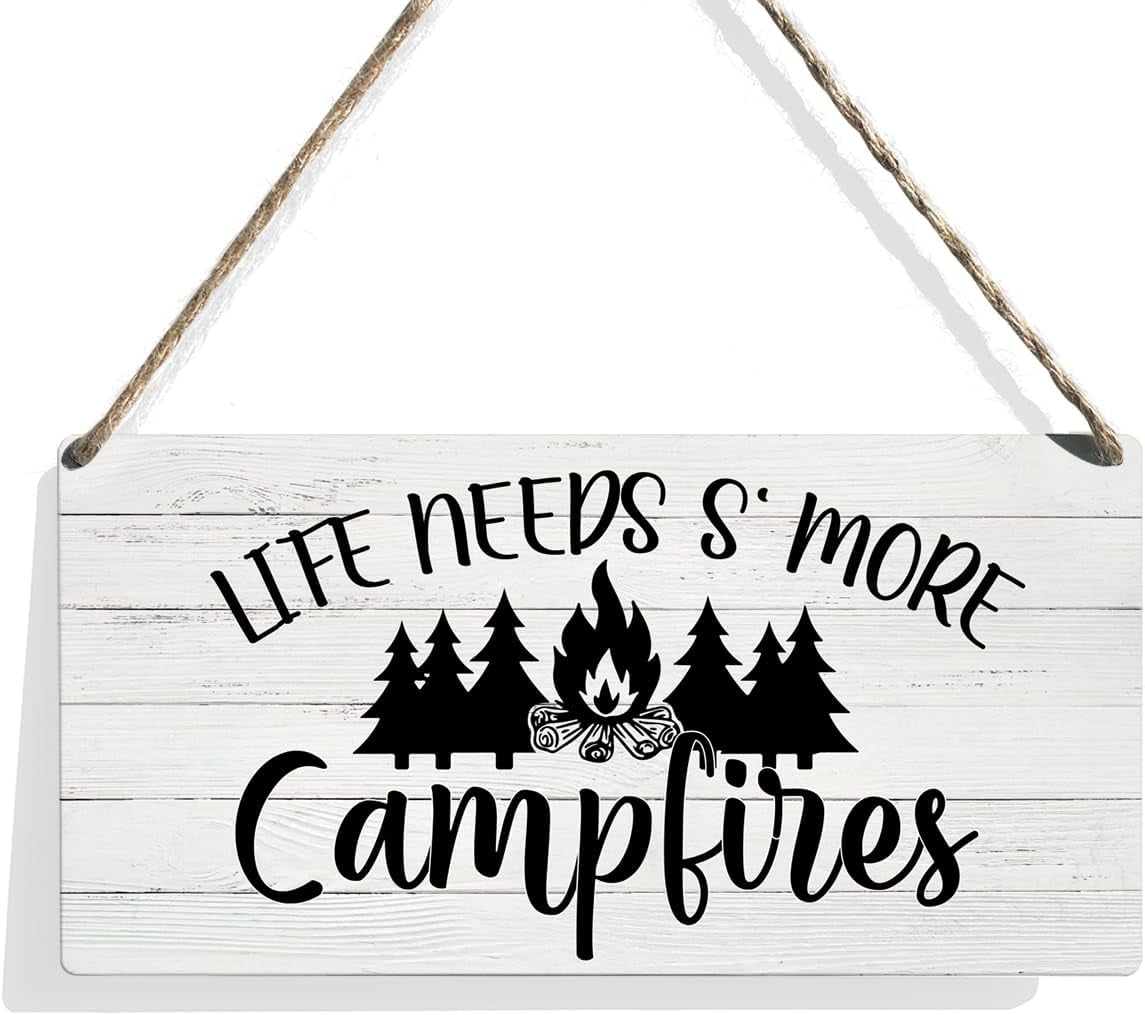 Wood Sign 5x10 Inch Life Needs Campfires Wooden Rustic Signs Home Wall ...