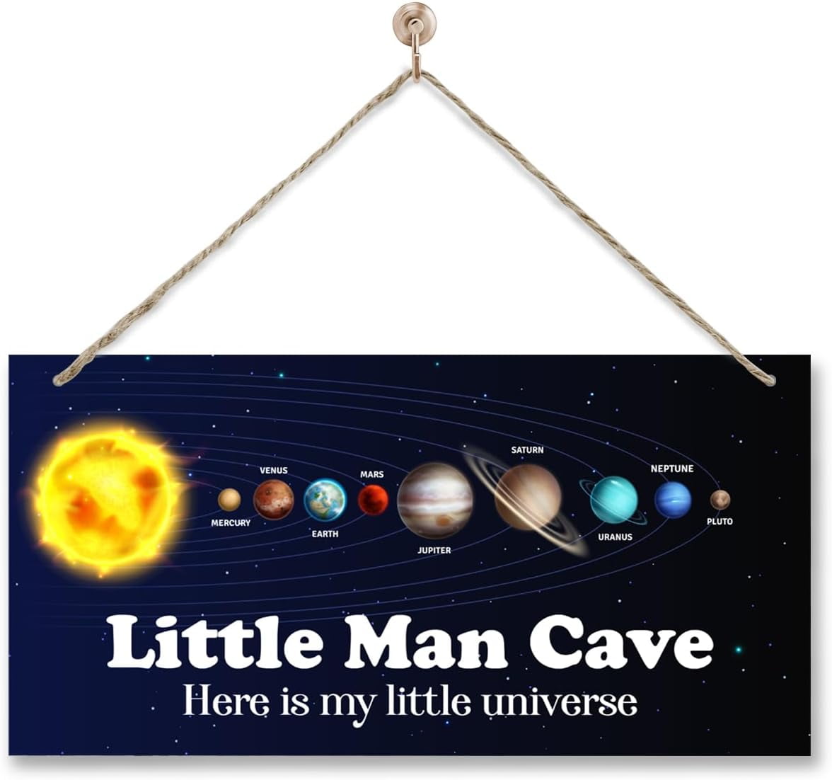 Wood Sign 5x10 Inch Little Man Cave Sign Outer Space Nursery Decor ...