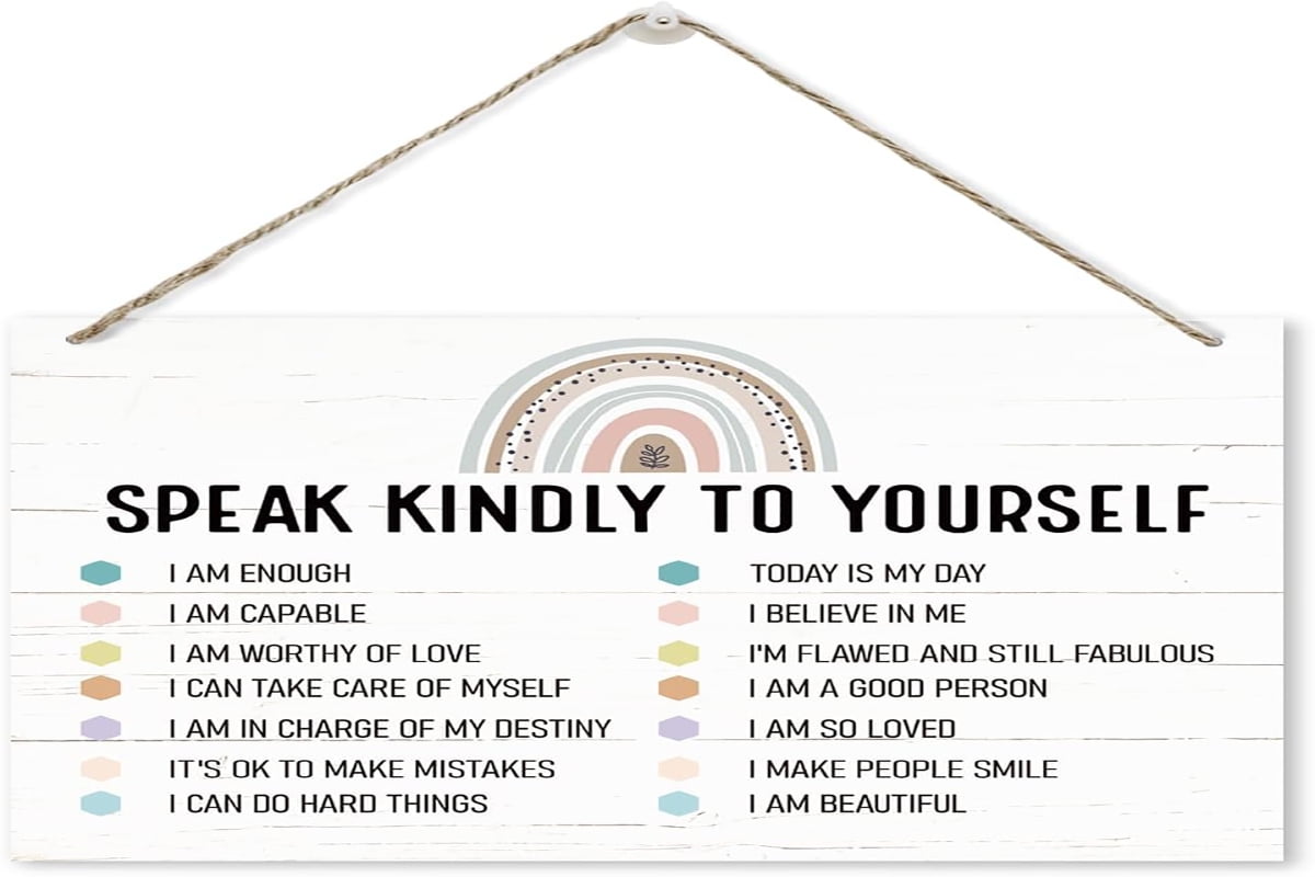 Wood Sign 5x10 Inch Mental Health Decor Sign Speak Kindly To Yourself ...