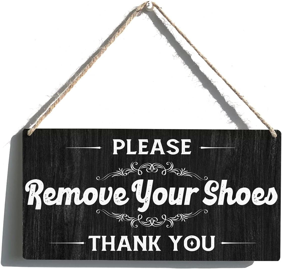 Wood Sign 5x10 Inch No Shoes Wood Signs Farmhouse Please Remove Your ...